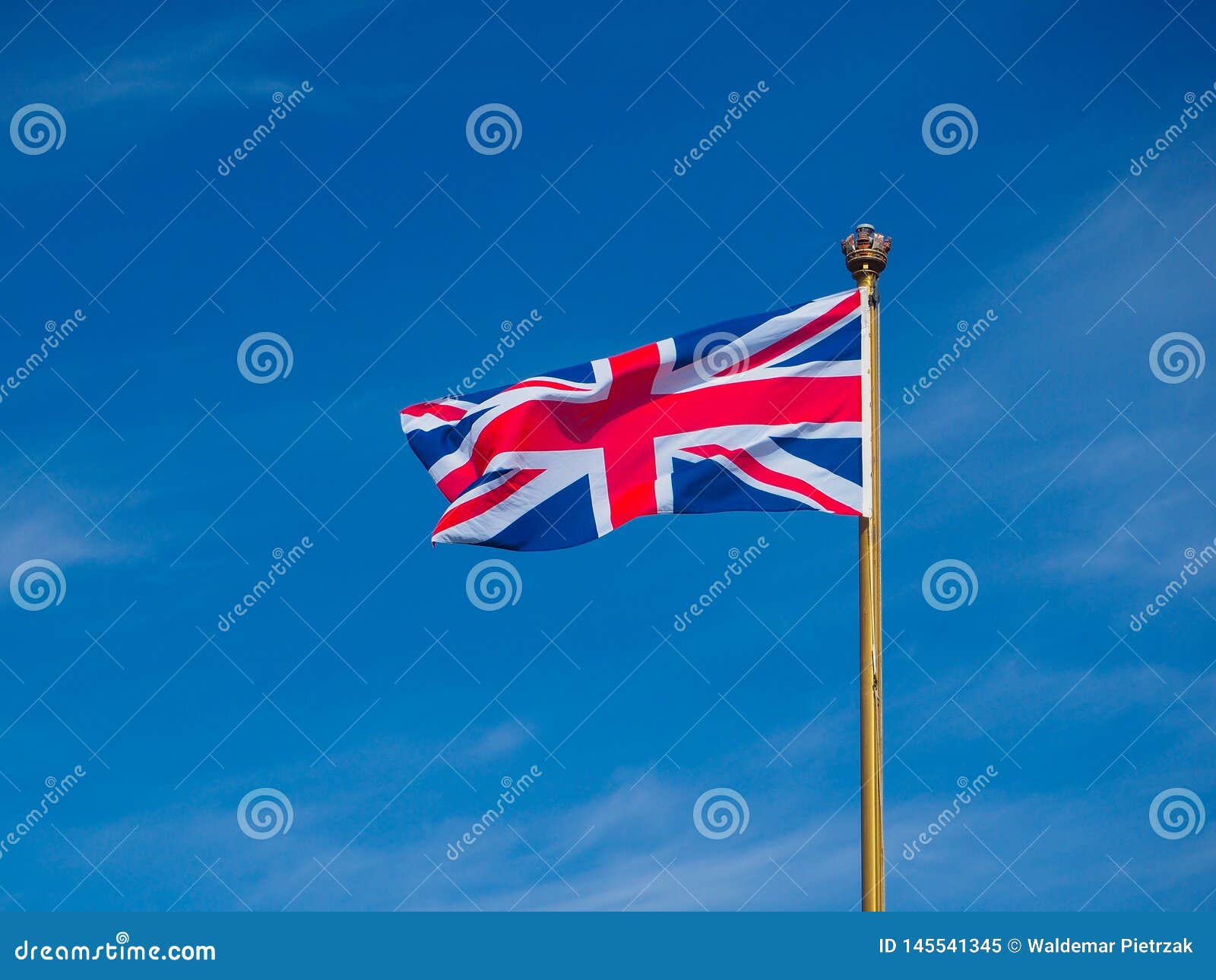 The British Flag on the Background of Blue Sky Stock Image - Image of ...