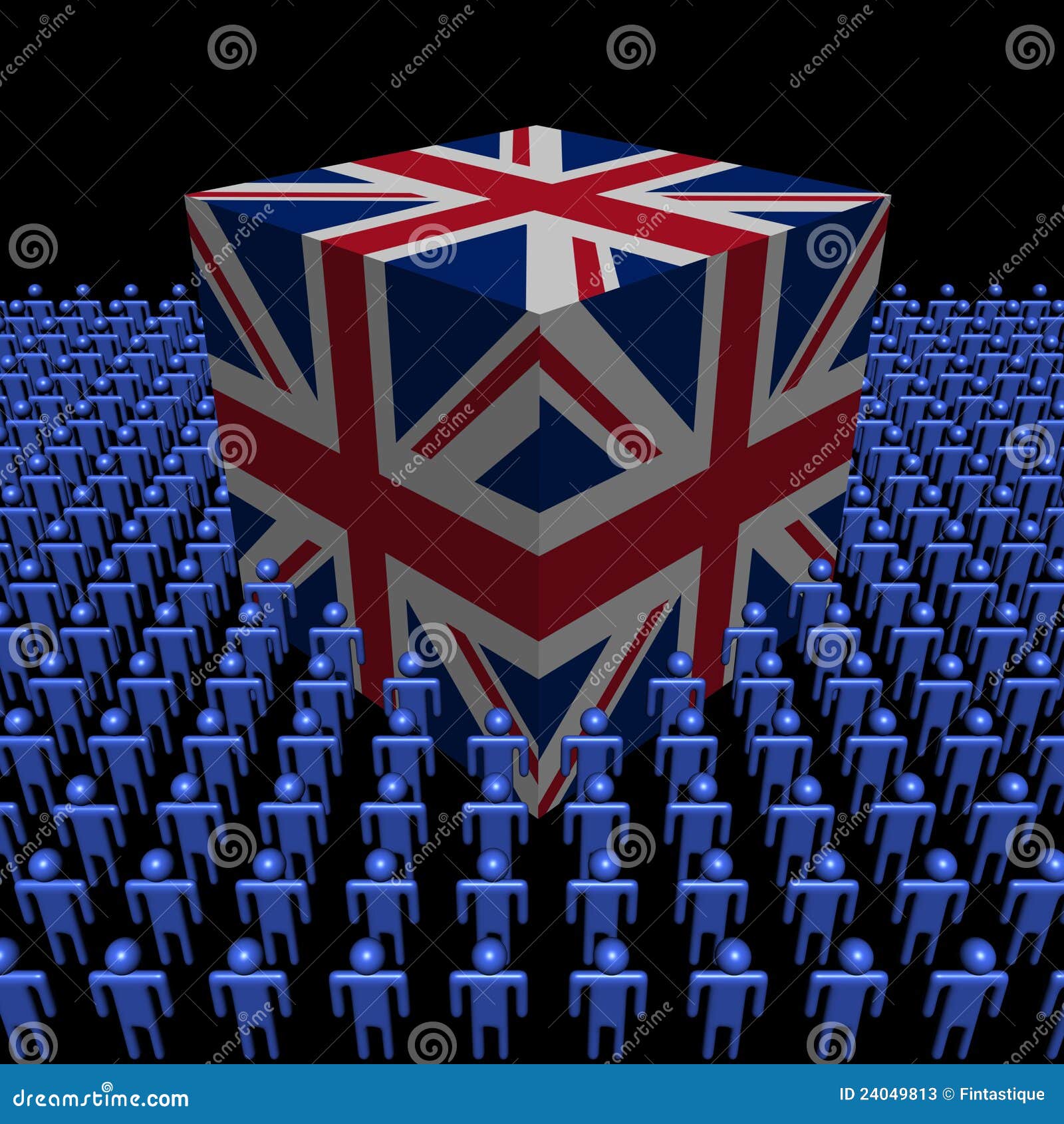 British Flag Cube with People Stock Illustration - Illustration of cube ...