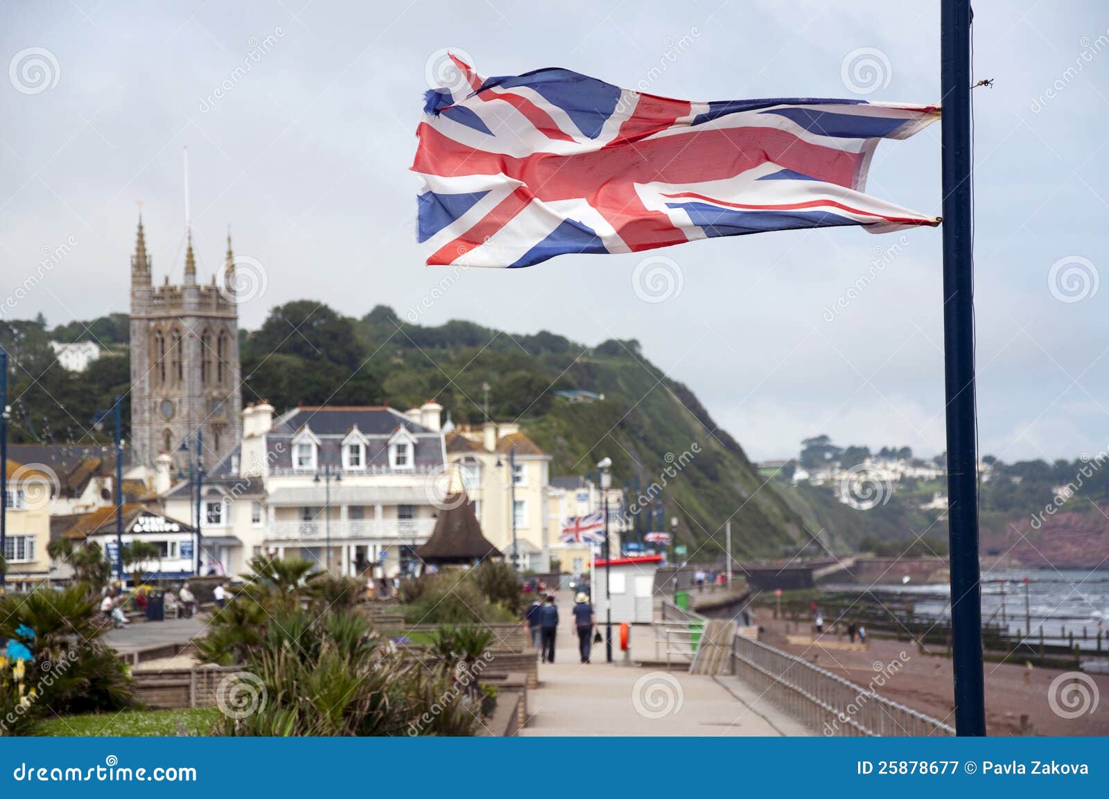 British Flag at English Seaside Town Stock Image - Image of village ...