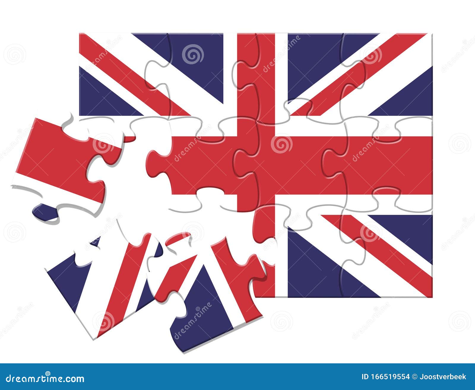 British Flag Jigsaw Puzzle on Pure White Background Stock Illustration ...