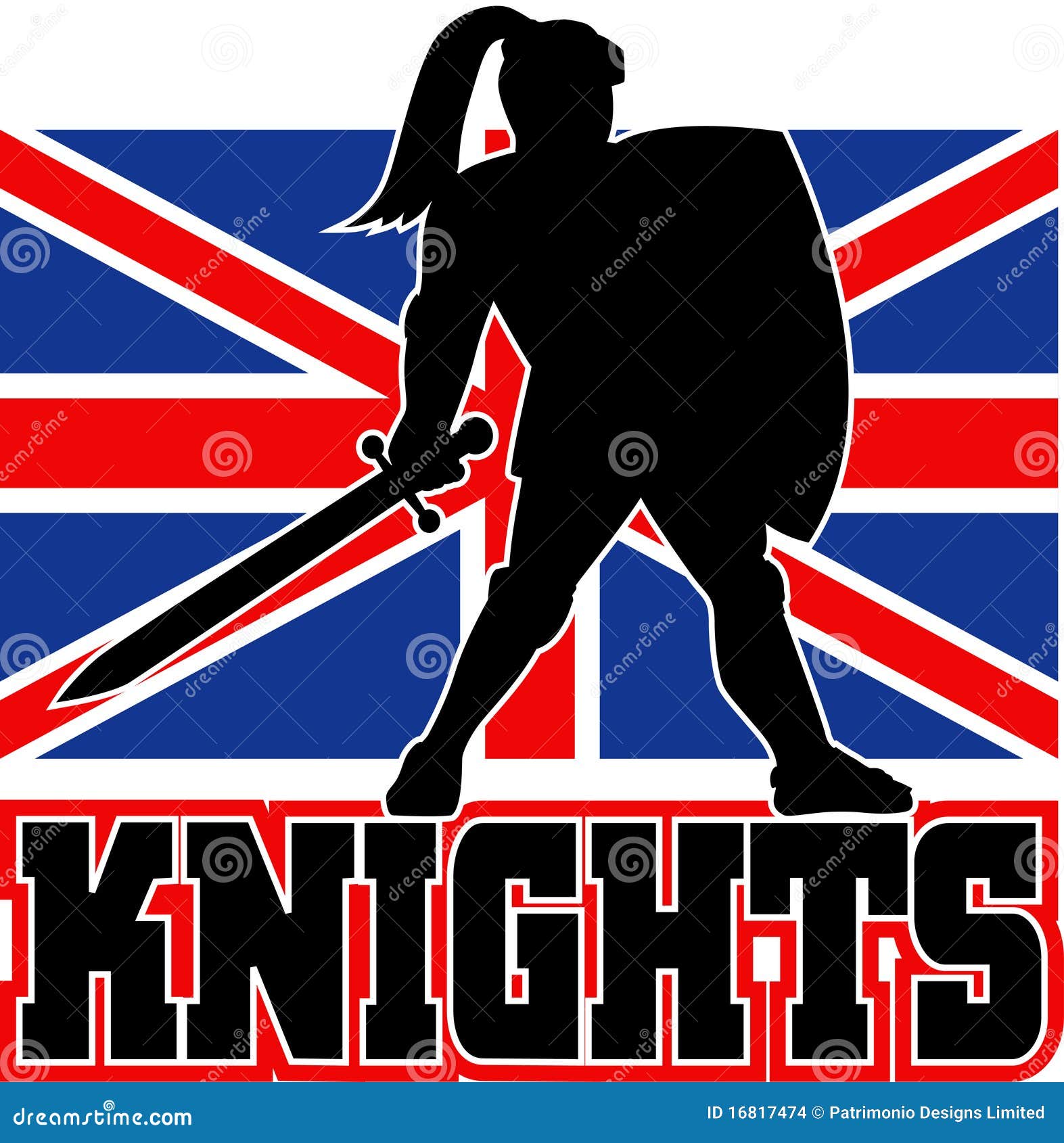 British Flag Knight Sword Shield Stock Illustration - Illustration of ...