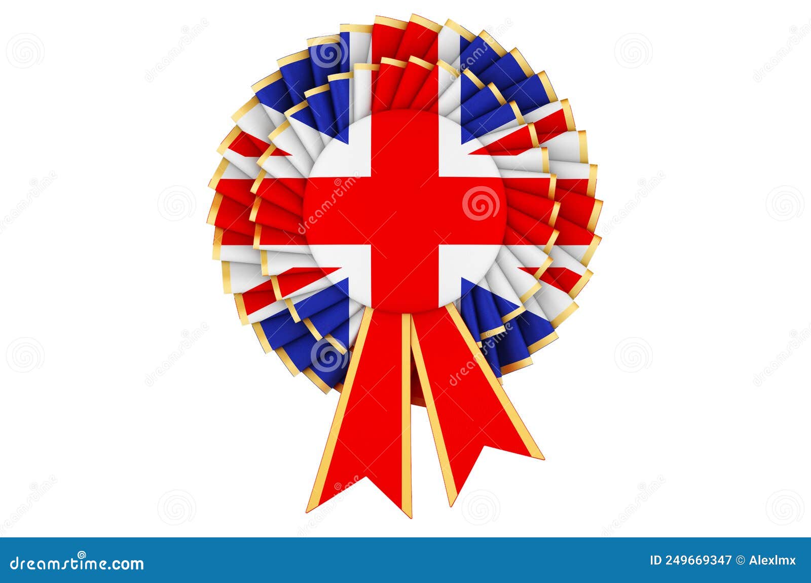 British Flag Painted on the Award Ribbon Rosette. 3D Rendering Stock ...