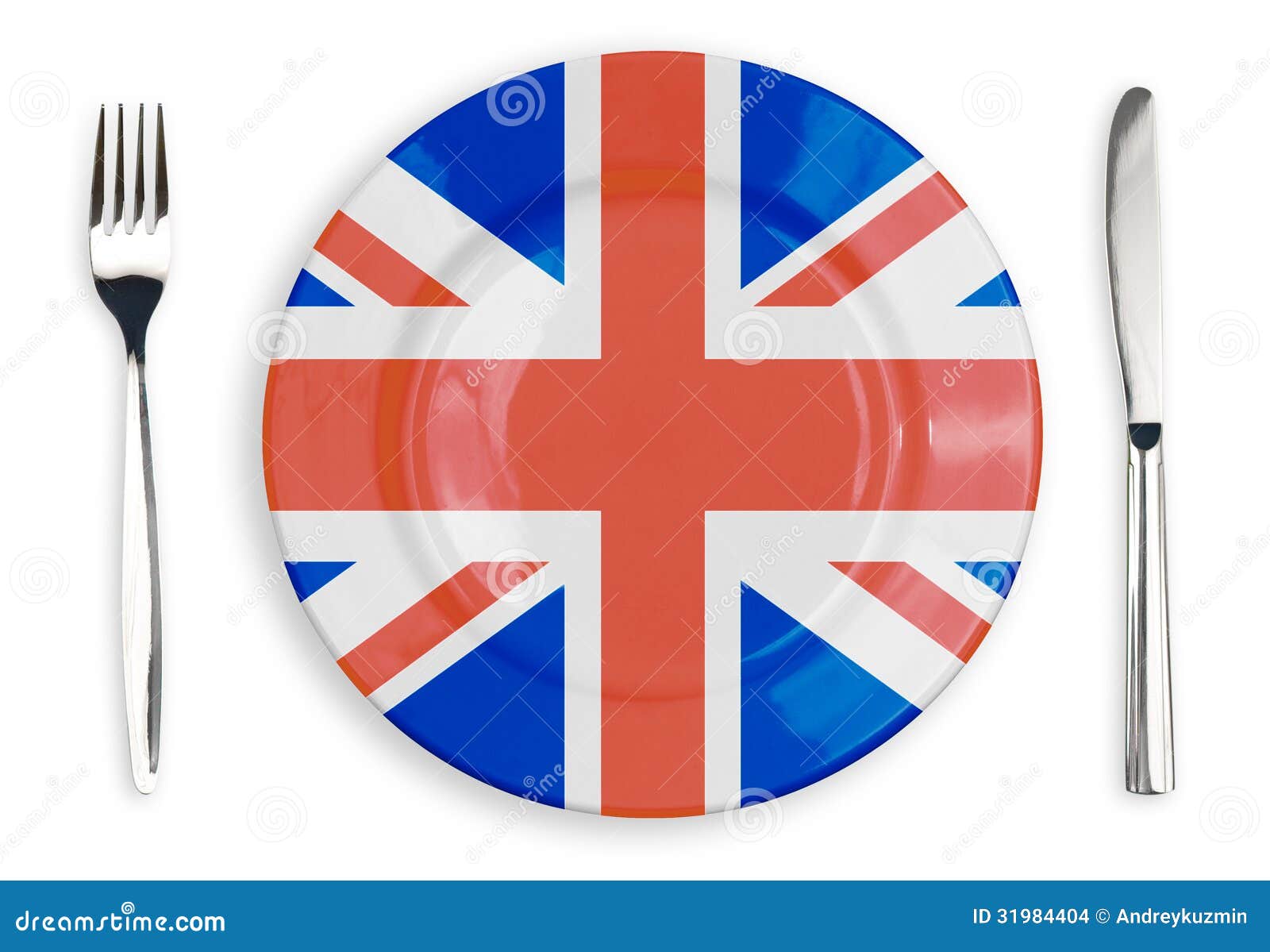 British Flag Plate, Fork and Knife Isolated Stock Photo - Image of jack ...