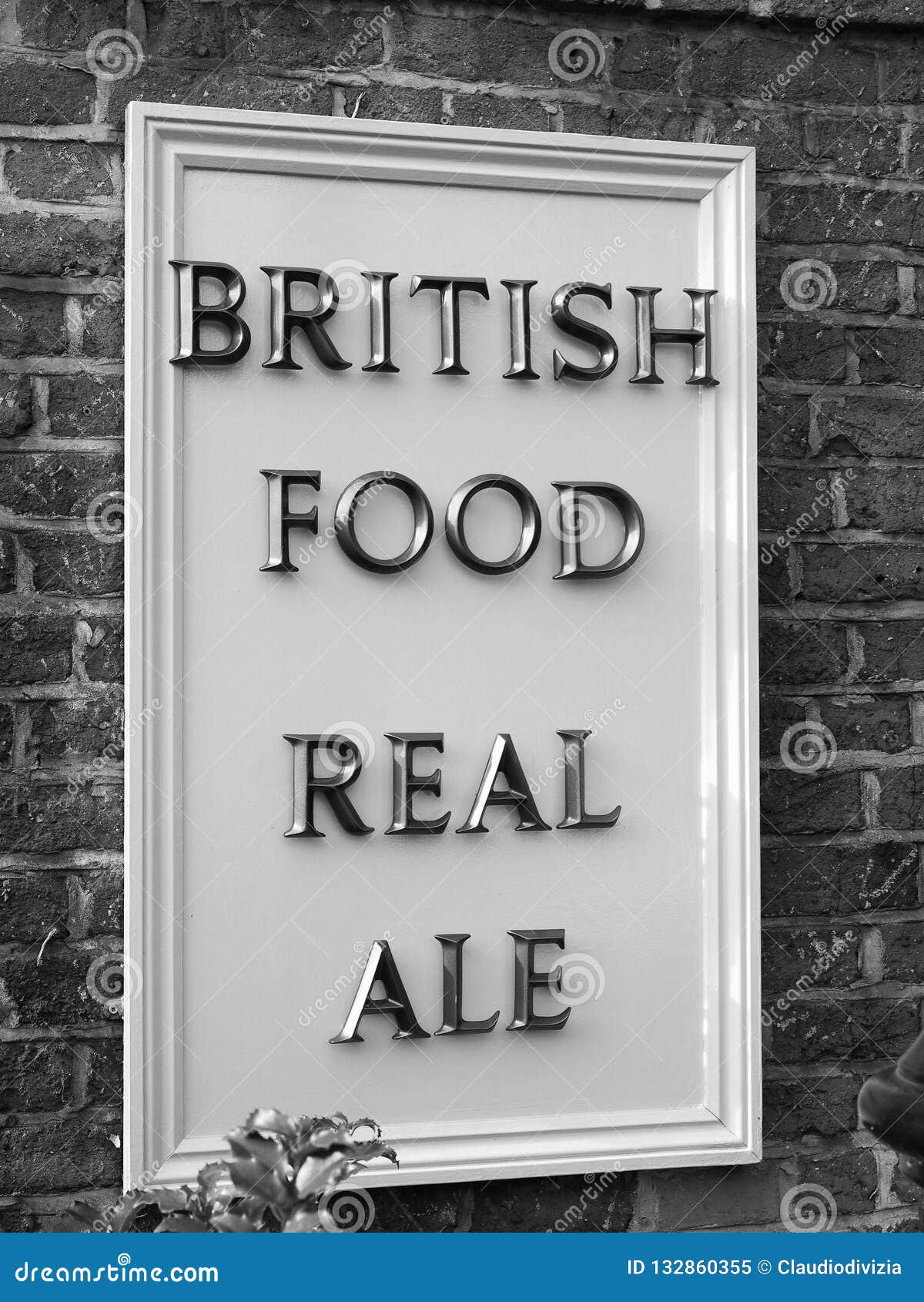 British Food Real Ale Sign at Pub in Black and White Editorial Image ...