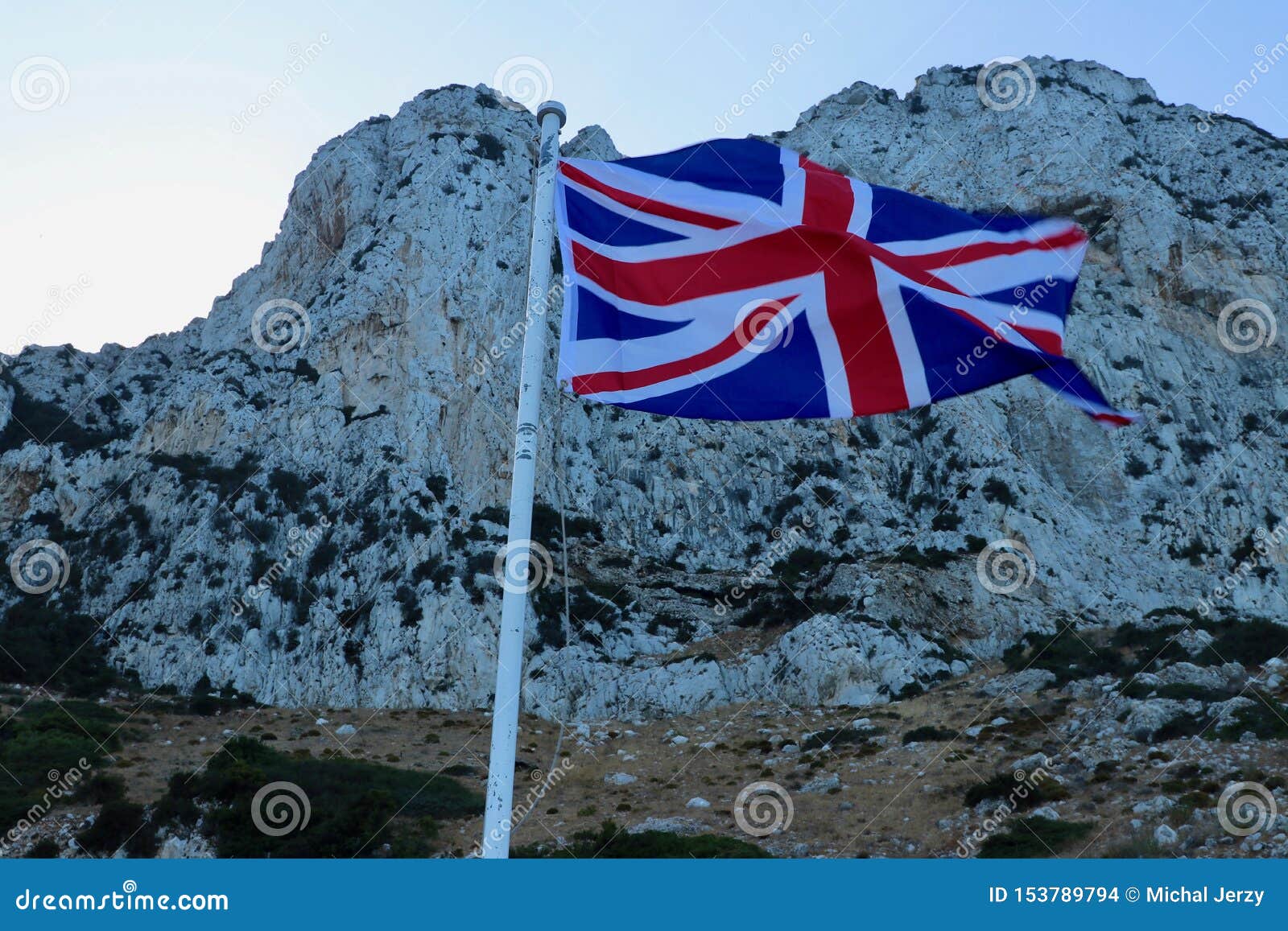 GIBRALTAR, the Rock and British Flag Editorial Stock Image - Image of ...
