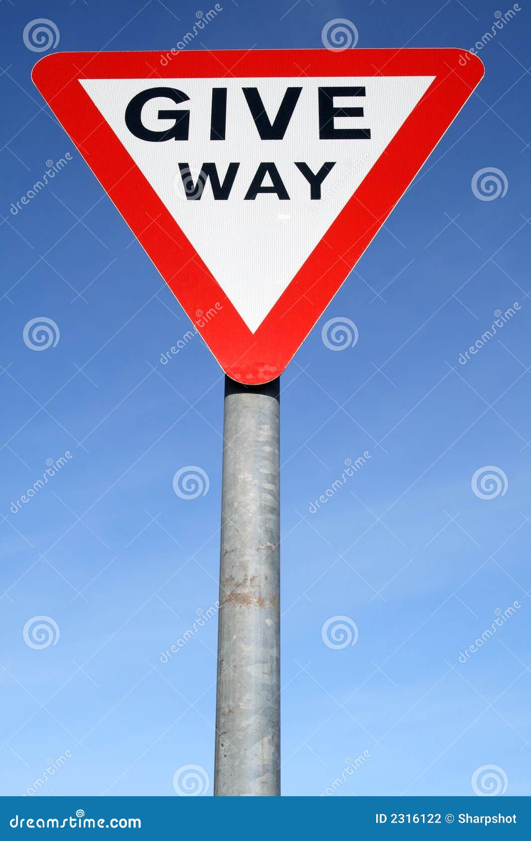 British Give Way Road Sign. Stock Photo - Image of blue, steel: 2316122