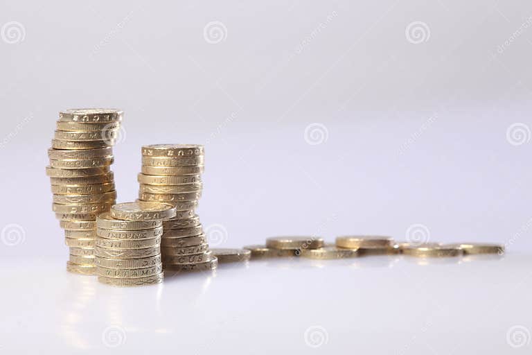 British Gold Pound Sterling Coins in a Stack Stock Image - Image of ...