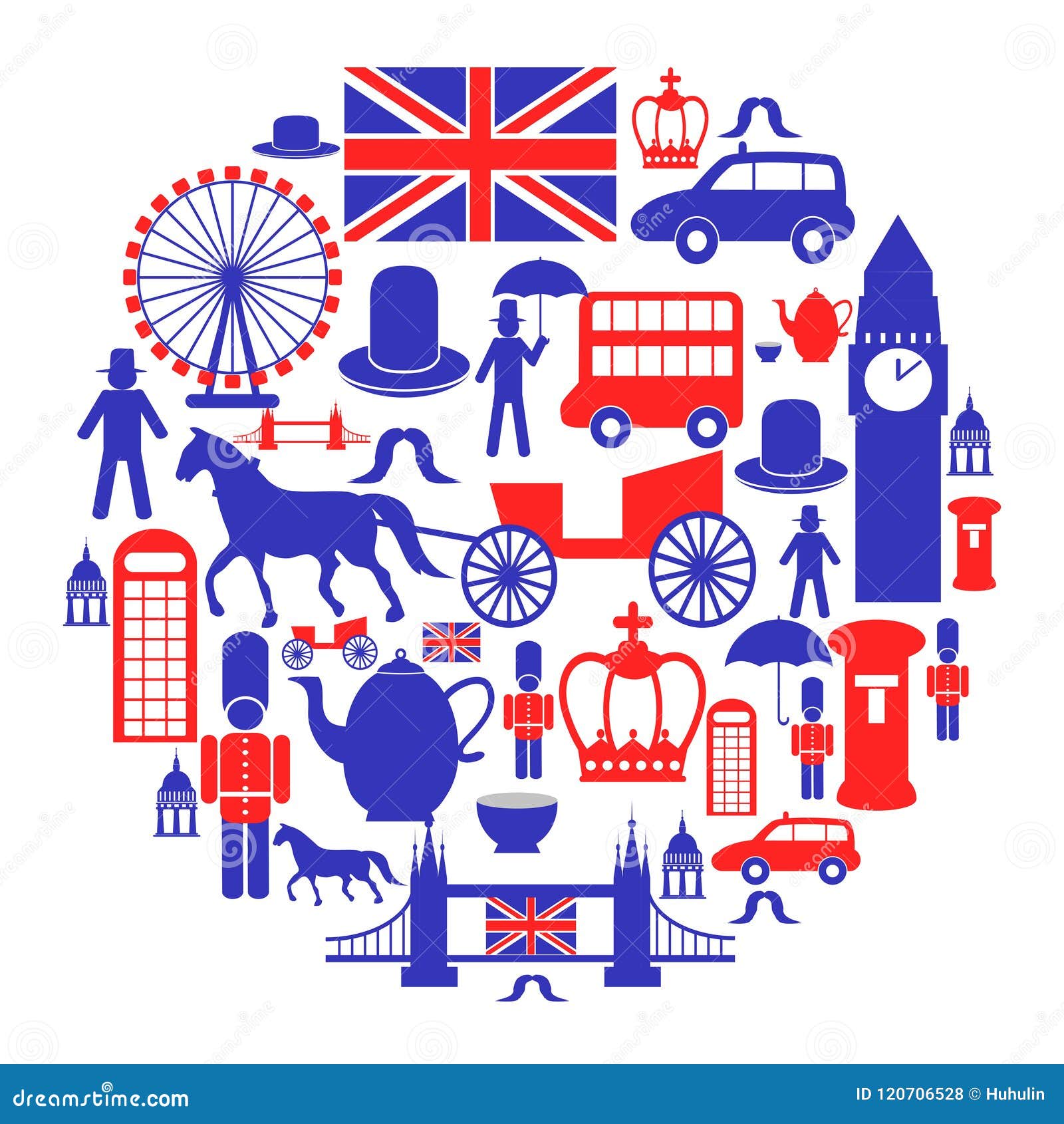 British Icons Set in Circle Editorial Stock Photo - Illustration of ...