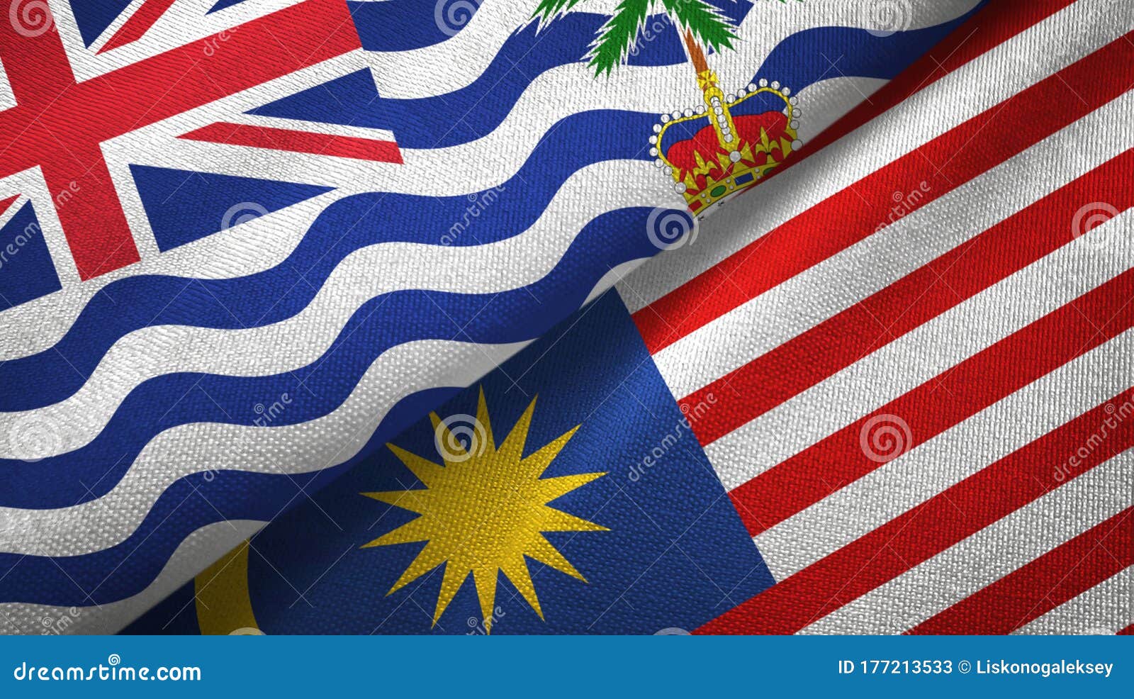 British Indian Territory and Malaysia Two Flags Textile Cloth Stock ...