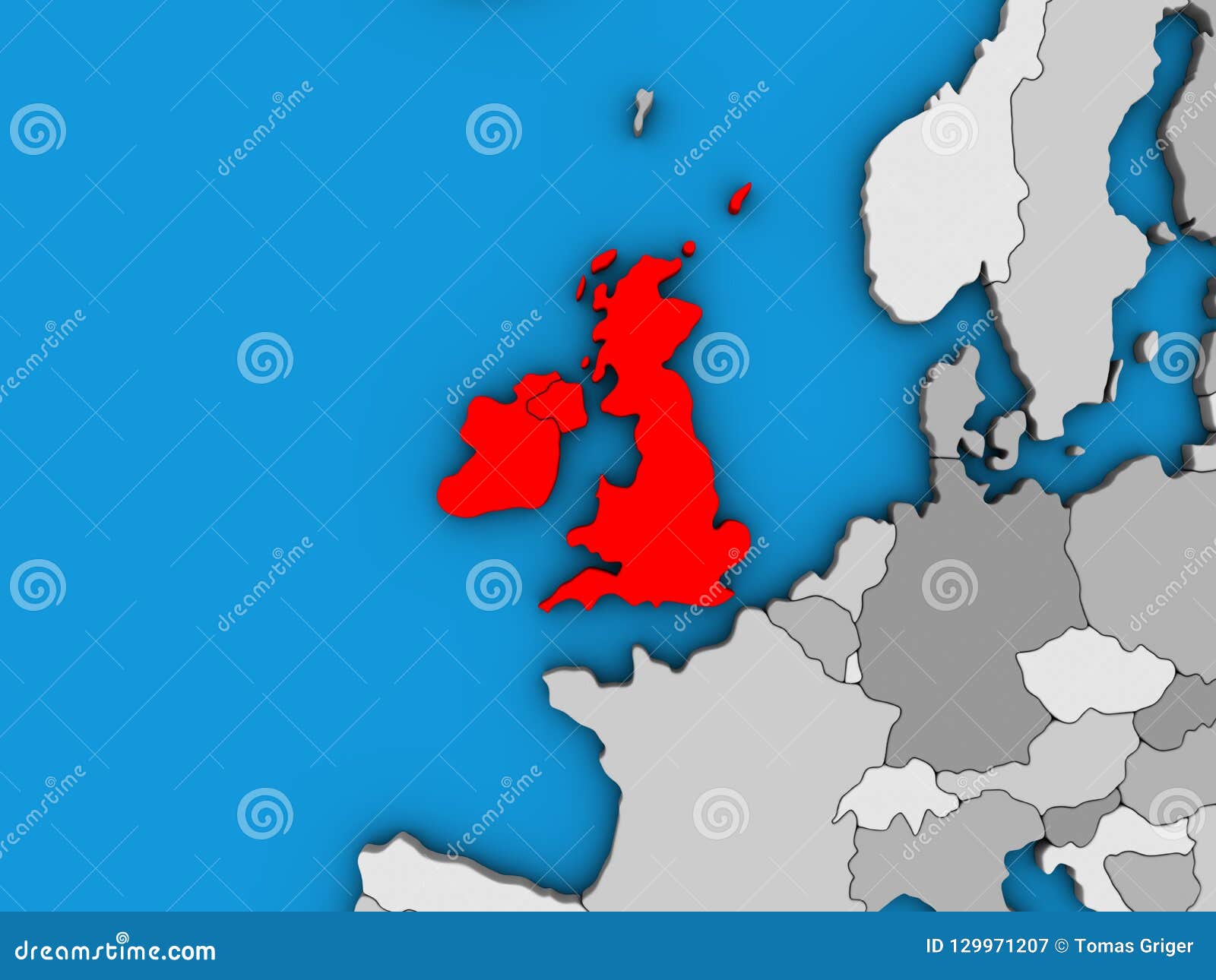 British Isles on 3D map stock illustration. Illustration of countries ...