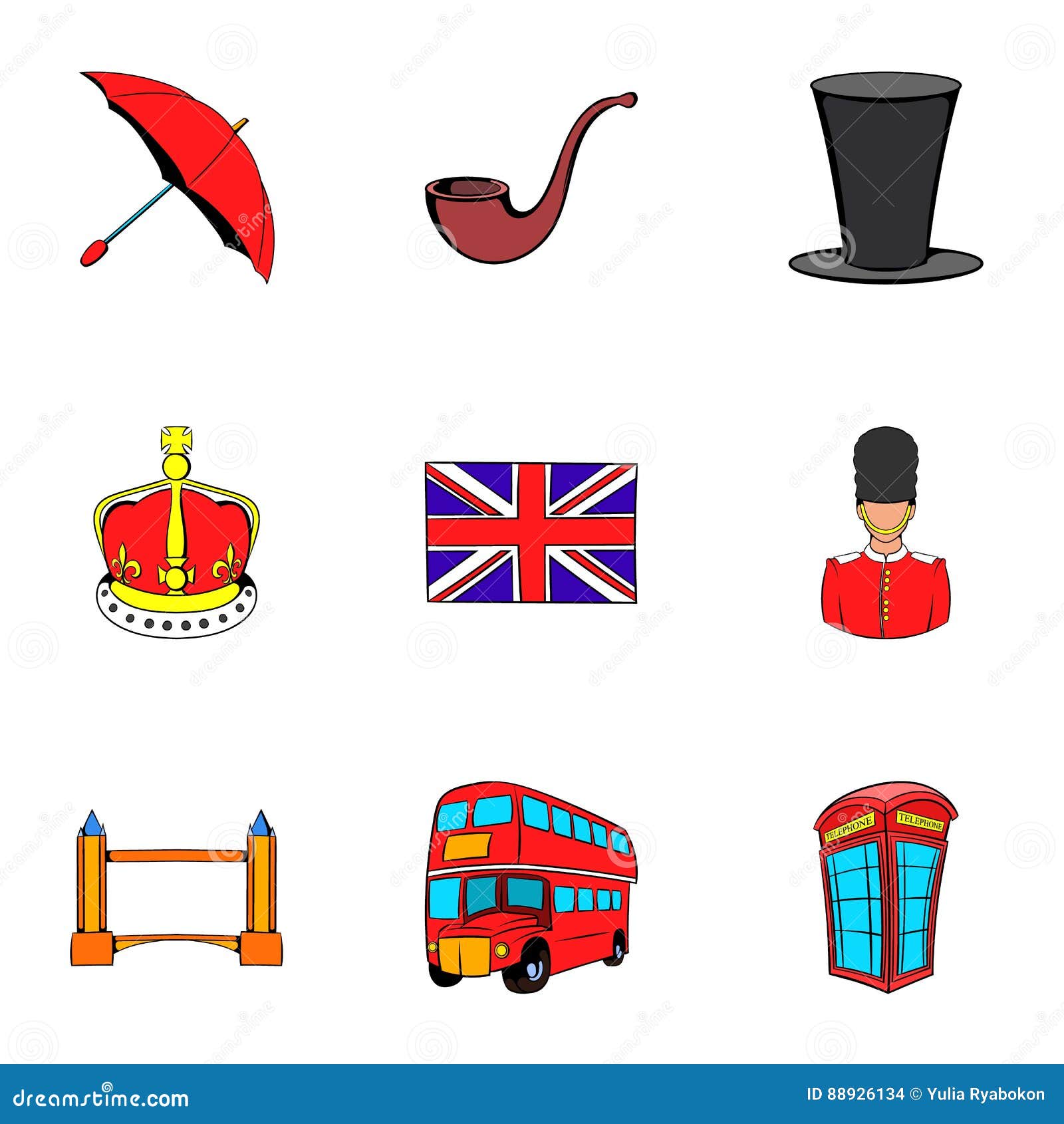 British Kingdom Icons Set, Cartoon Style Stock Vector - Illustration of ...