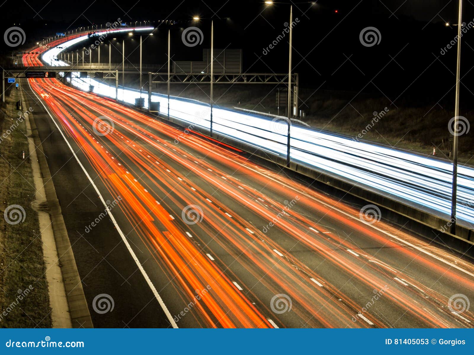 British M1 Motorway in the Night Stock Image - Image of blur, great ...