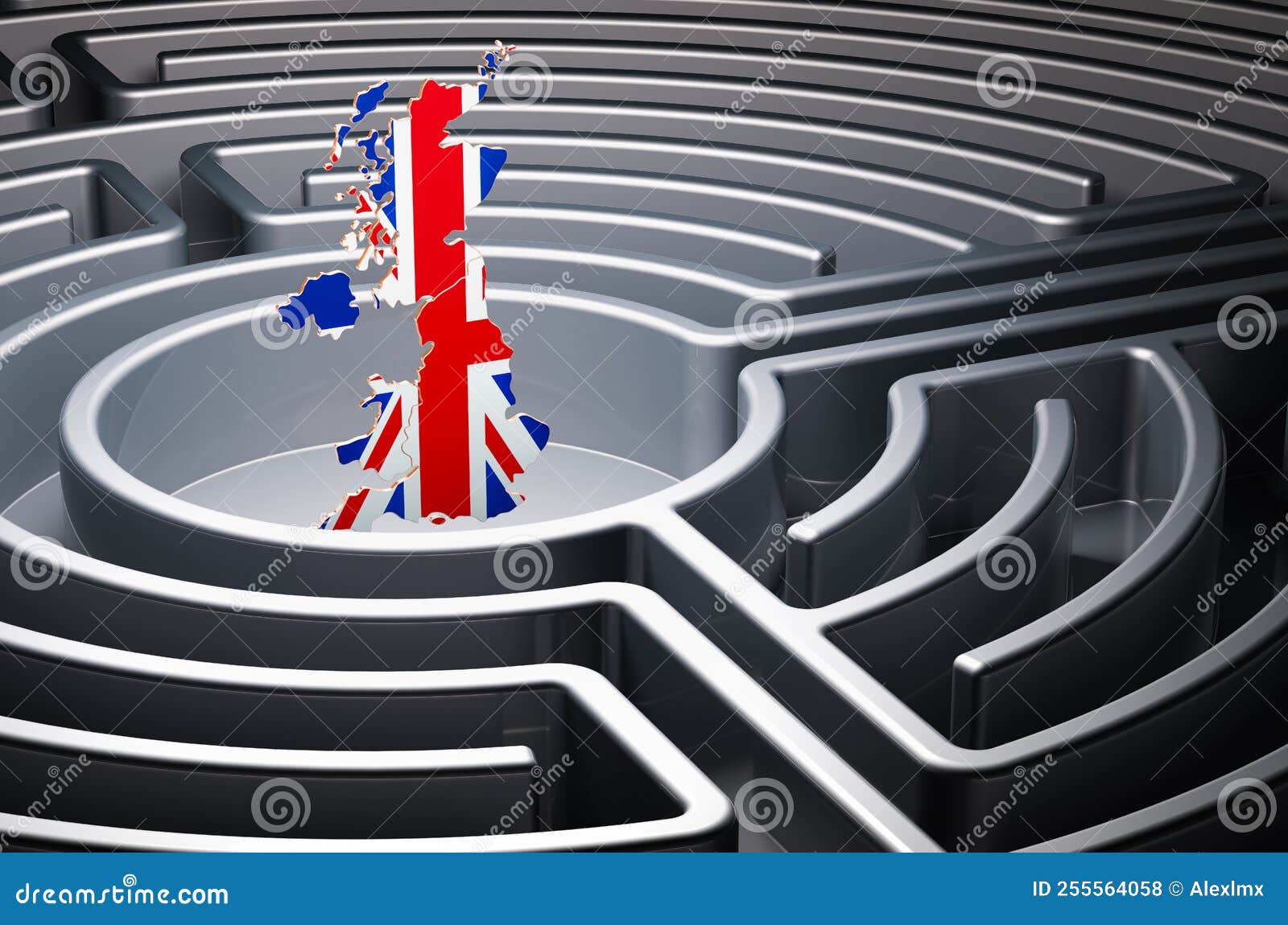 British Map Inside Labyrinth, 3D Rendering Stock Illustration ...