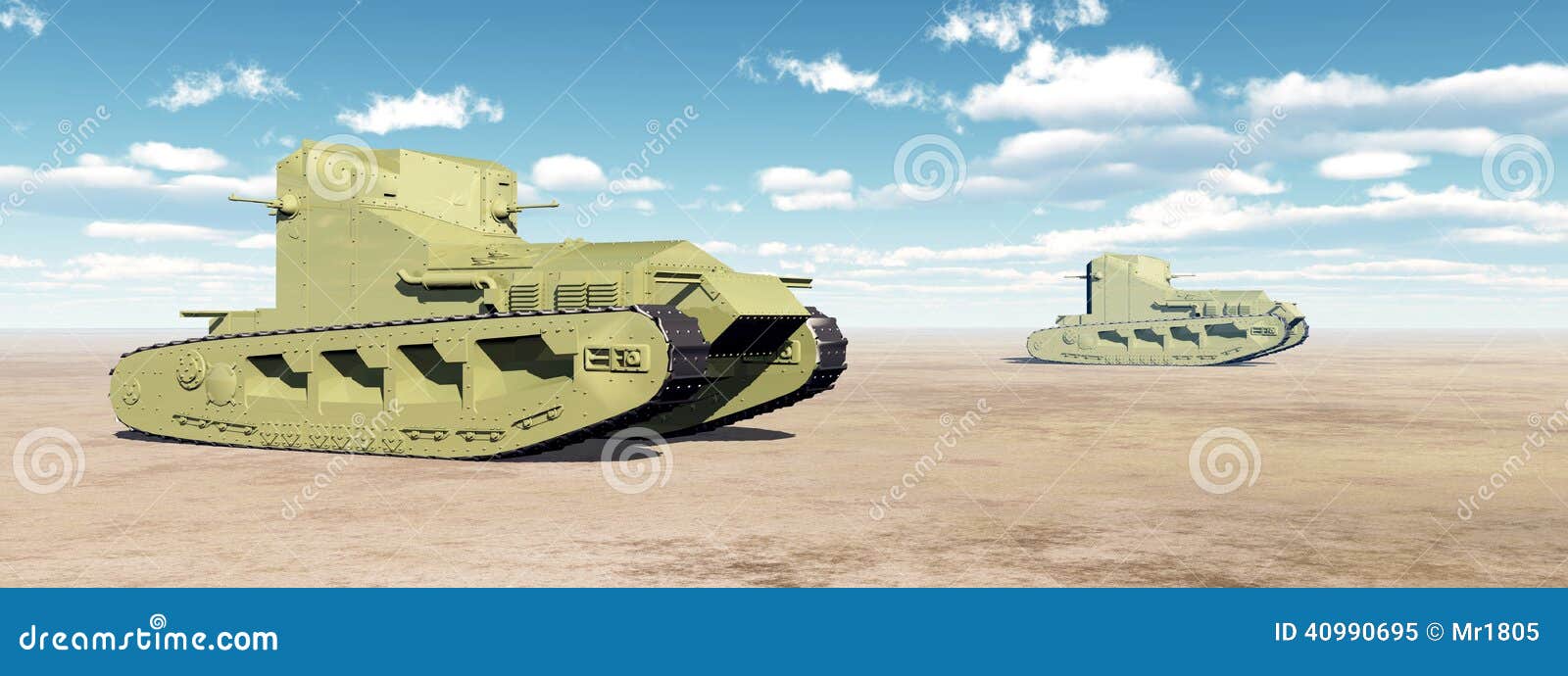 British Medium Tanks of World War I Stock Illustration - Illustration ...