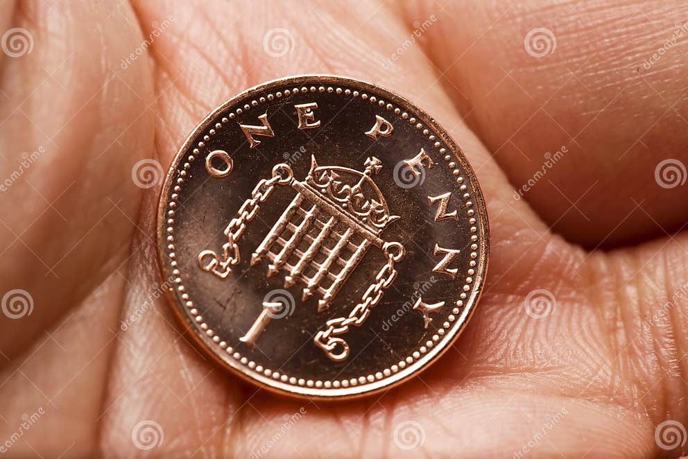 British One Penny Coin stock image. Image of pennies, metal - 8479157
