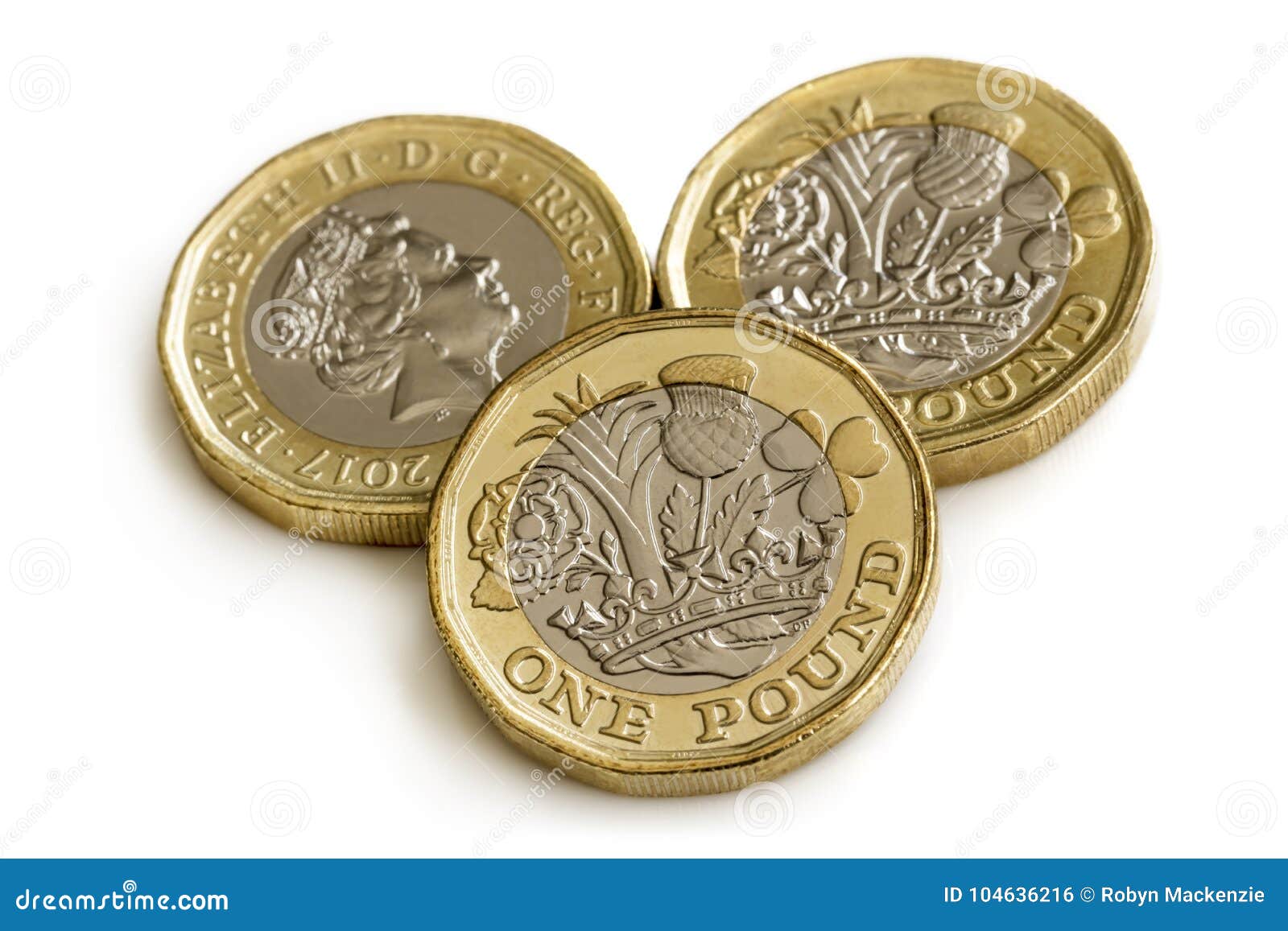 British One Pound Coins Isolated on White Editorial Photo - Image of ...