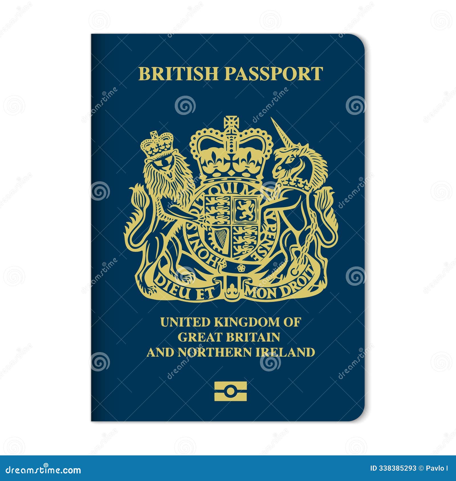 British Passport Cover Front with Official Gold Emblem and Text Stock ...