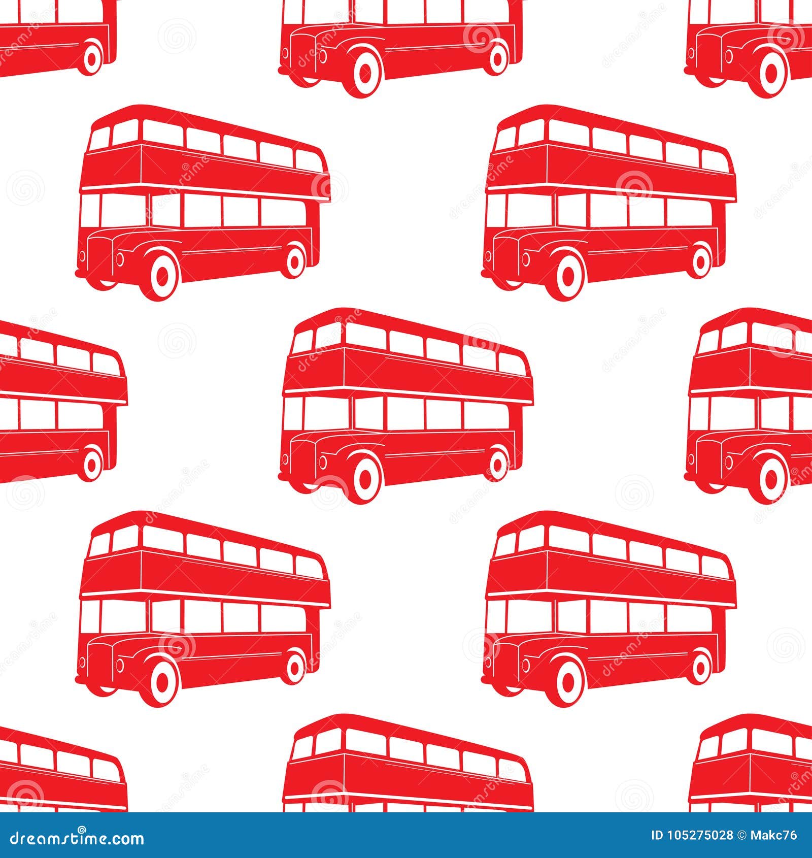 British Pattern with Double Decker Red Bus. Stock Vector - Illustration ...