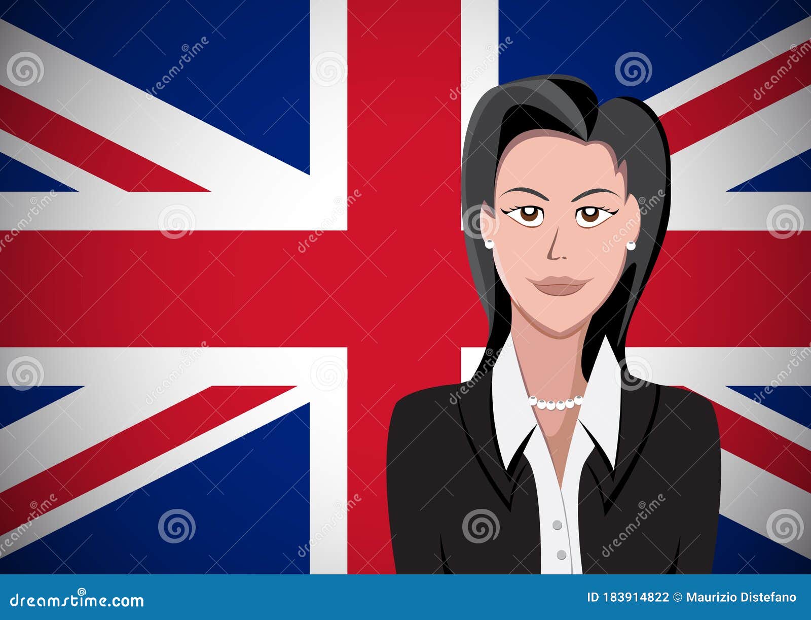British People, Ahead of the Flag. Portrait of Manager in Flat Design ...