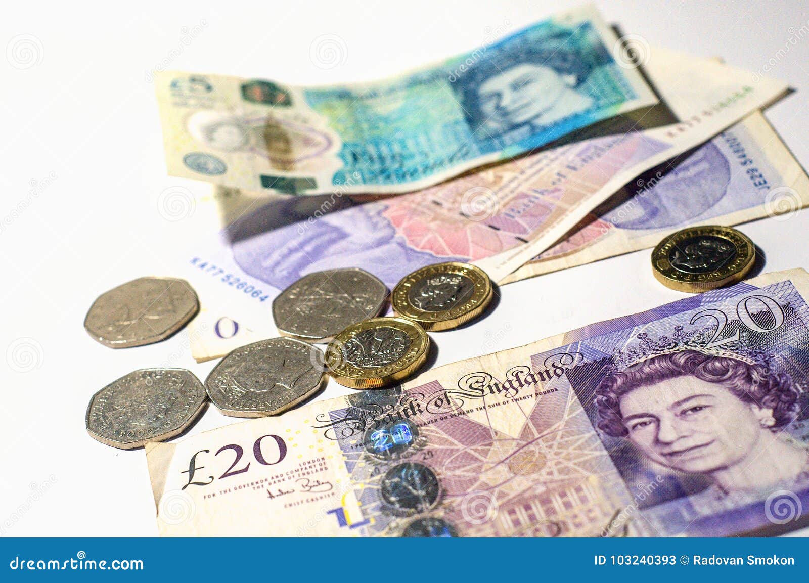 British Pound Coin on British Pound Banknotes Editorial Stock Photo ...