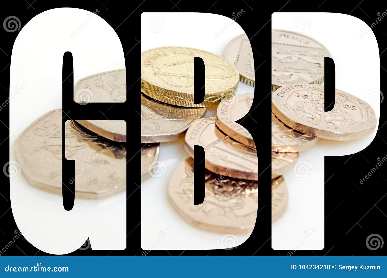 British pound and pence. stock photo. Image of interest - 104234210