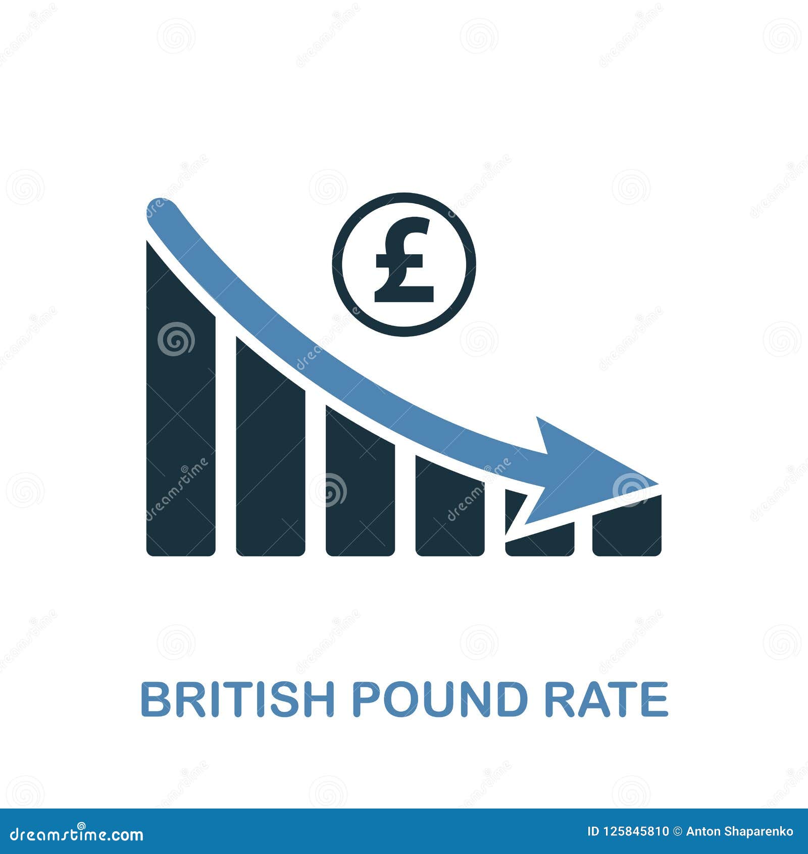 British Pound Rate Decrease Graphic Icon. Monochrome Style Design from Diagram Icon Collection ...