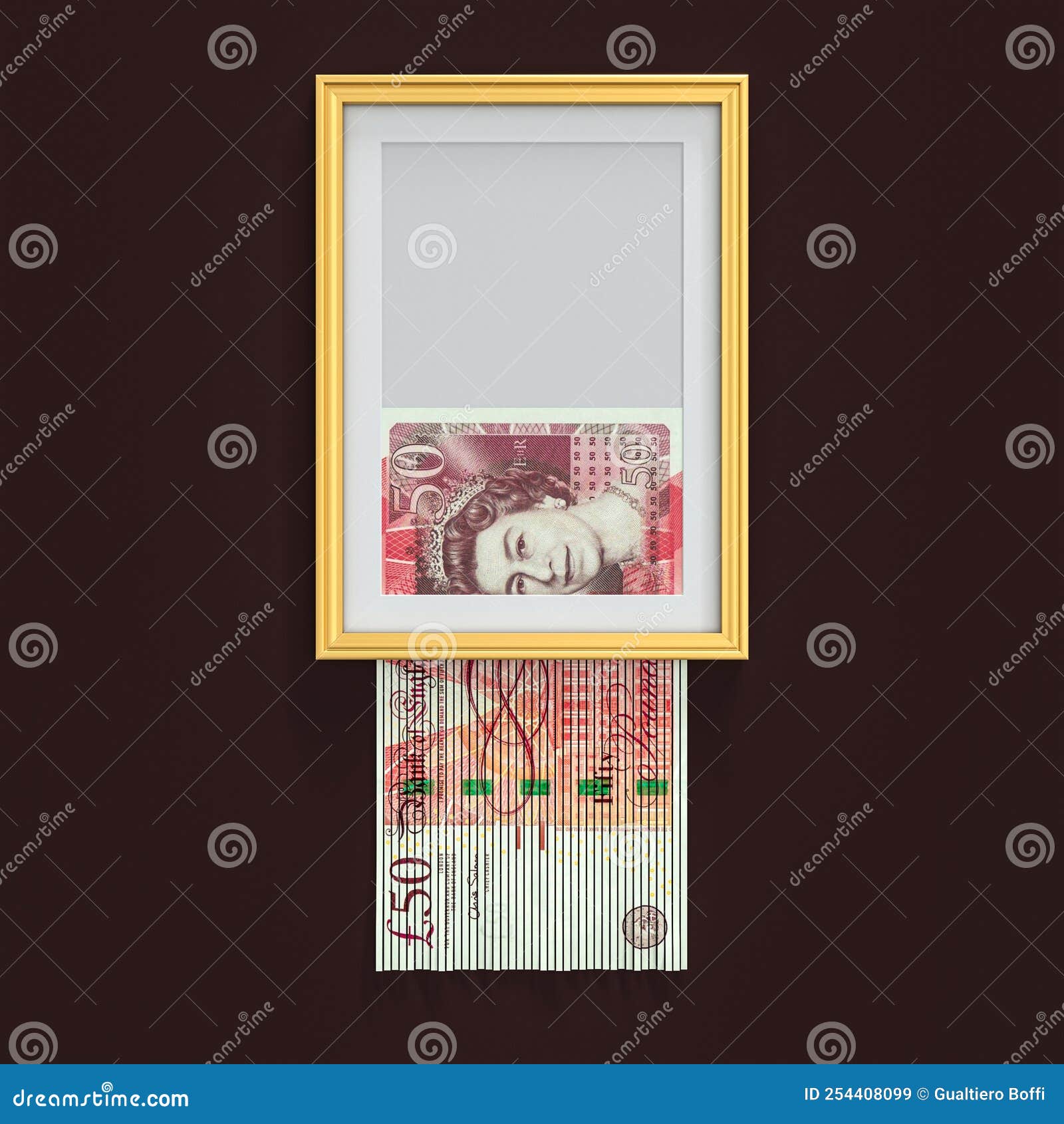 British Pound Sterling Banknote that is Destroyed, Picture Frame Stock ...