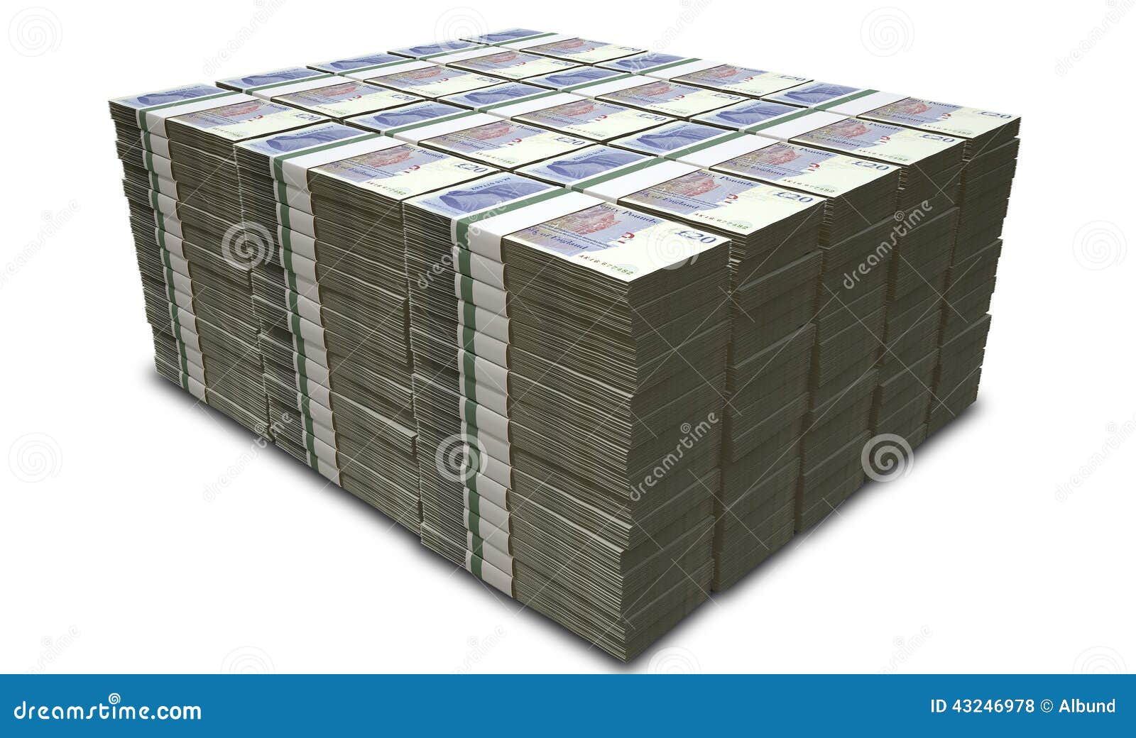 British Pound Sterling Notes Bundles Stack Stock Photo - Image: 43246978