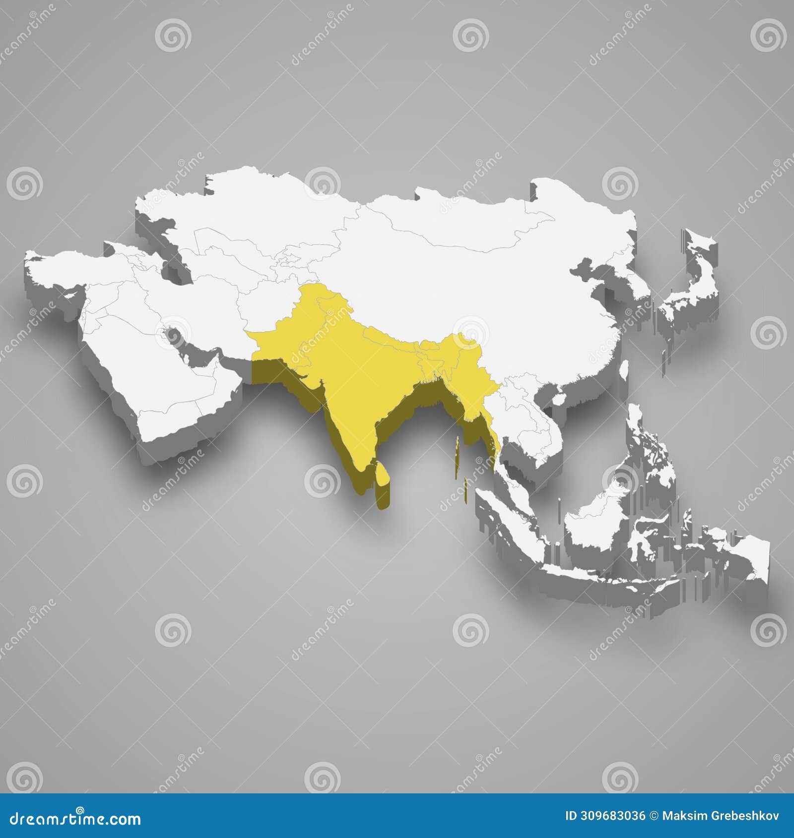British Raj Location within Asia 3d Map Stock Vector - Illustration of ...