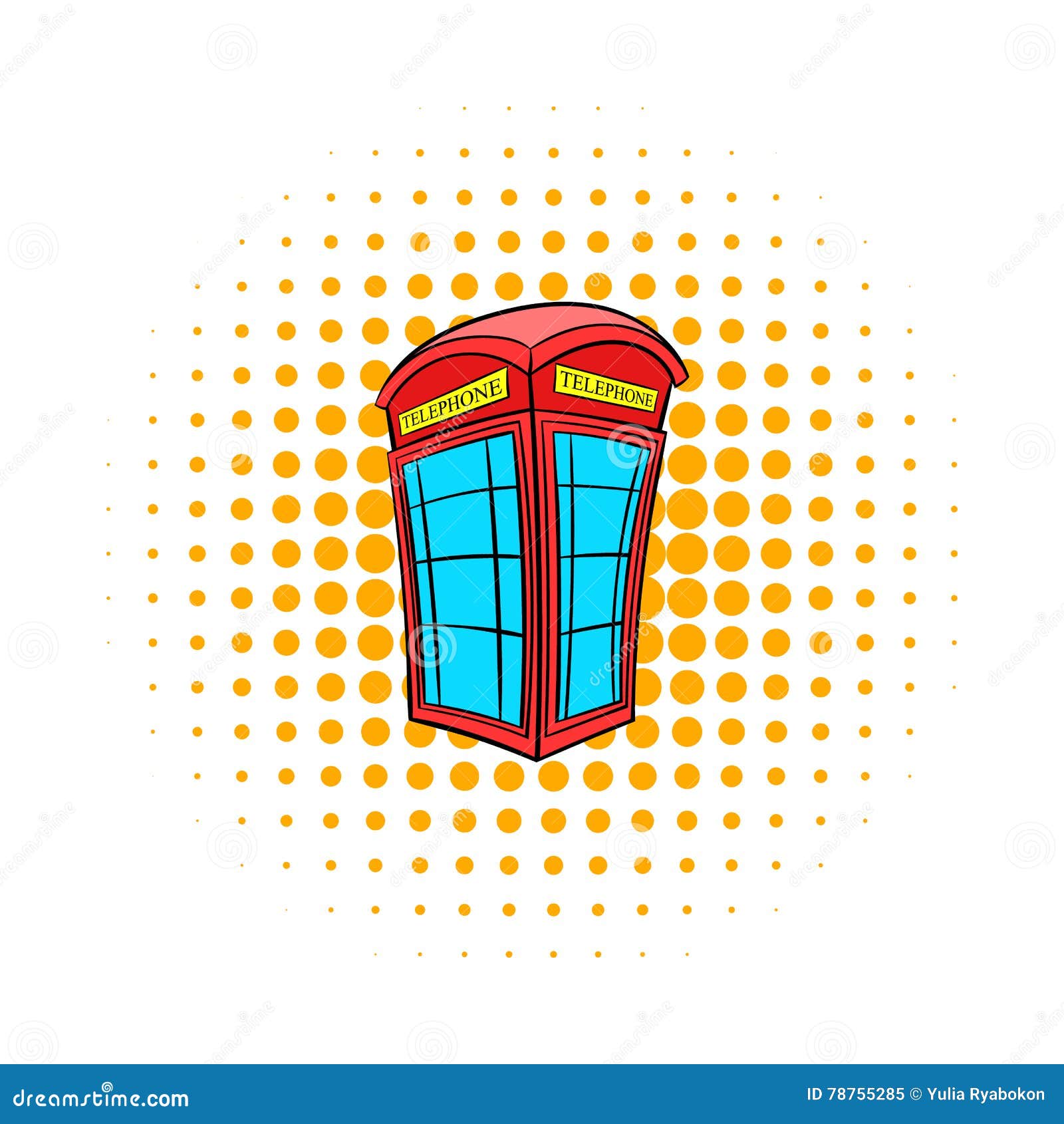 British Red Phone Booth Icon, Comics Style Stock Vector - Illustration ...