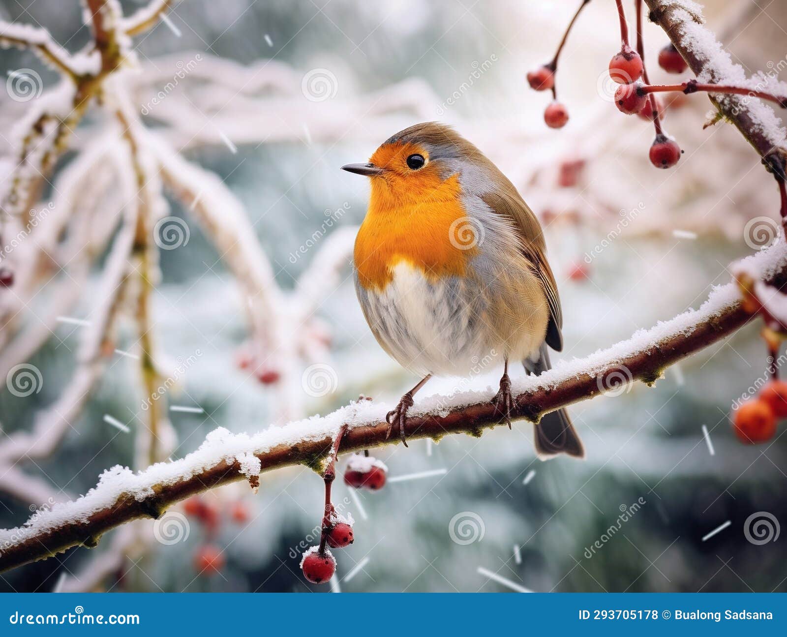 British Robin stock illustration. Illustration of bird - 293705178