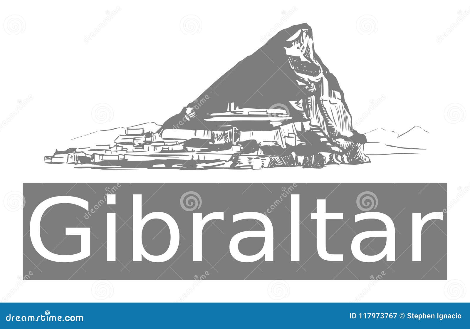 The Rock of Gibraltar stock illustration. Illustration of city - 117973767