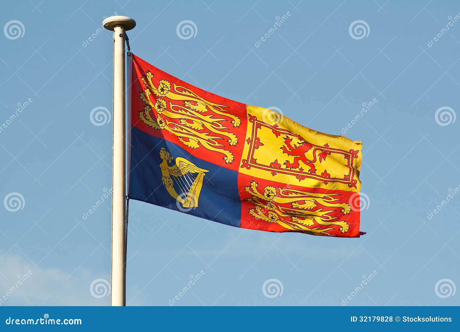 British Royal Standard Flag on Flagpole Stock Photo - Image of flag ...