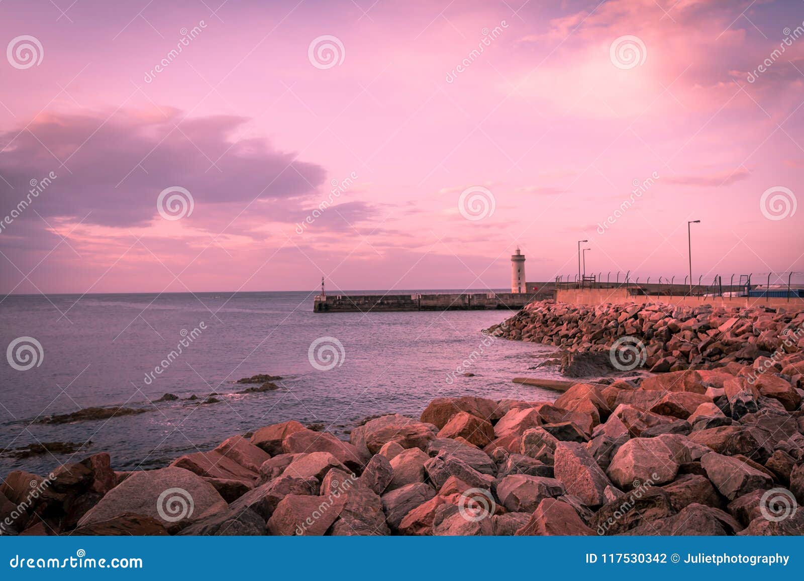 British Seaside with the Lighthouse Stock Photo - Image of outdoors ...