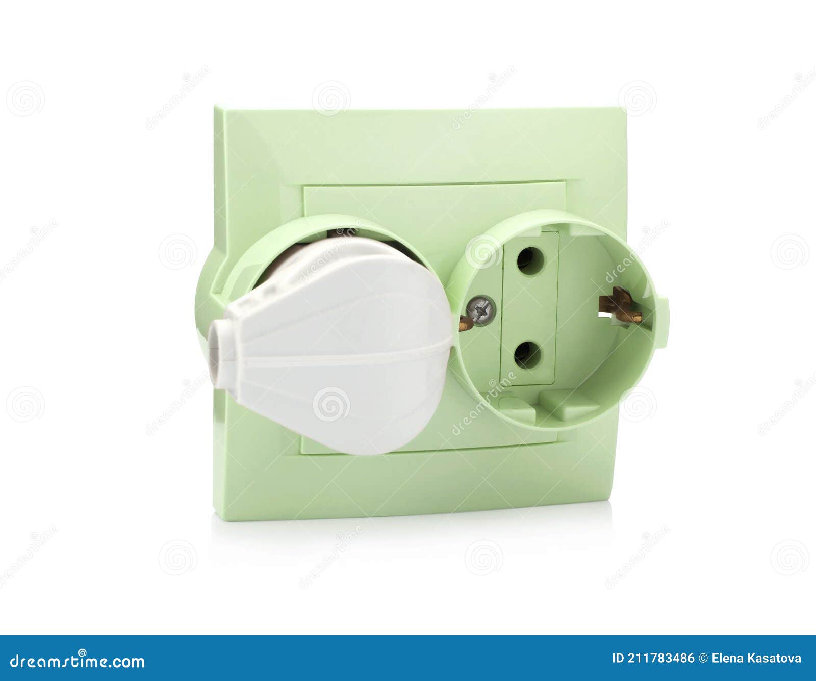 British Socket and Plug. Socket Turned on. Isolated on White Stock ...