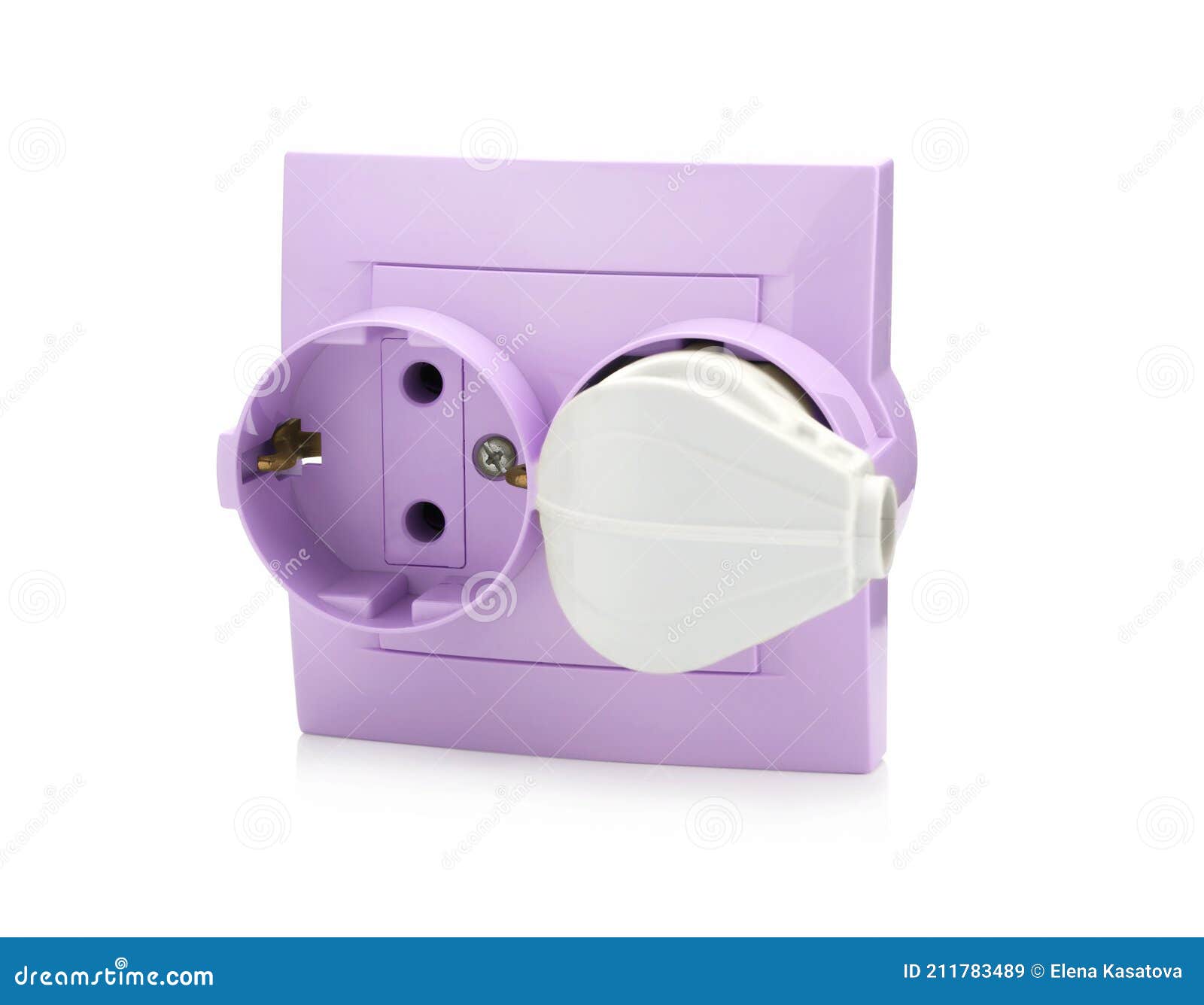 British Socket and Plug. Socket Turned on. Isolated on White Stock ...
