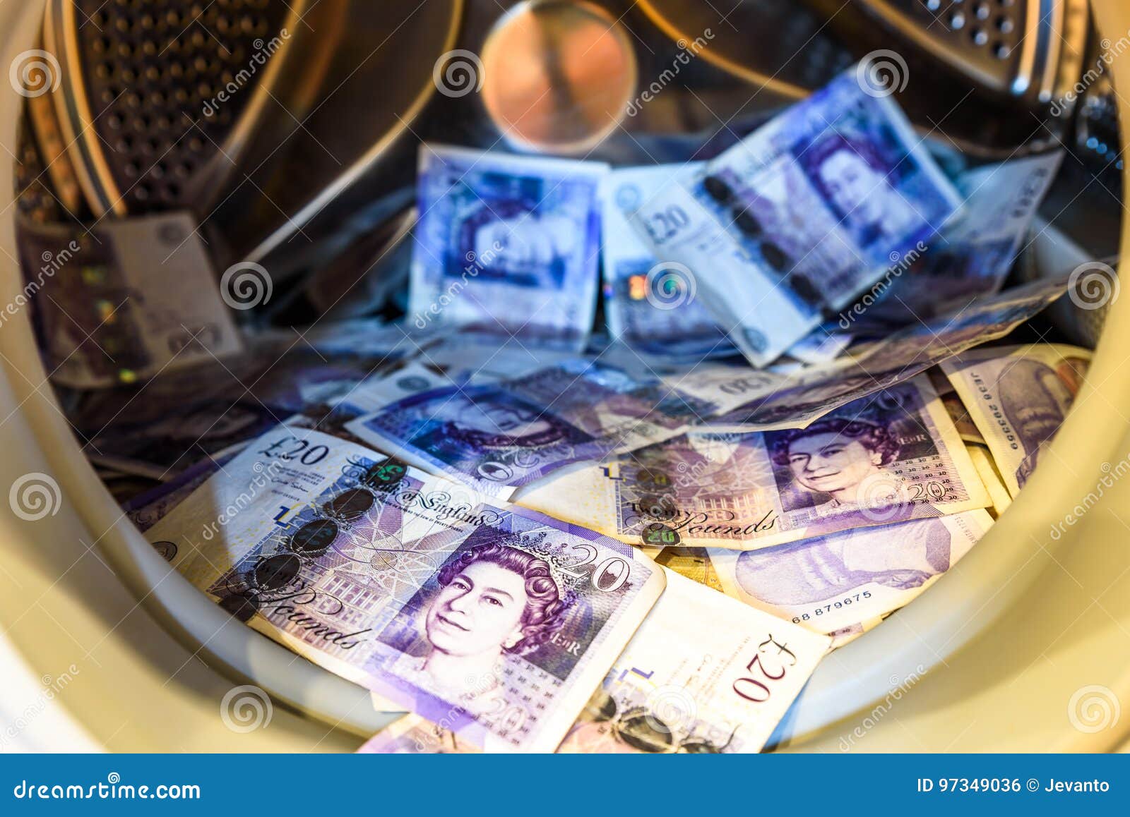 British Sterling Pounds Notes in Washing Machine. Money Laundering ...