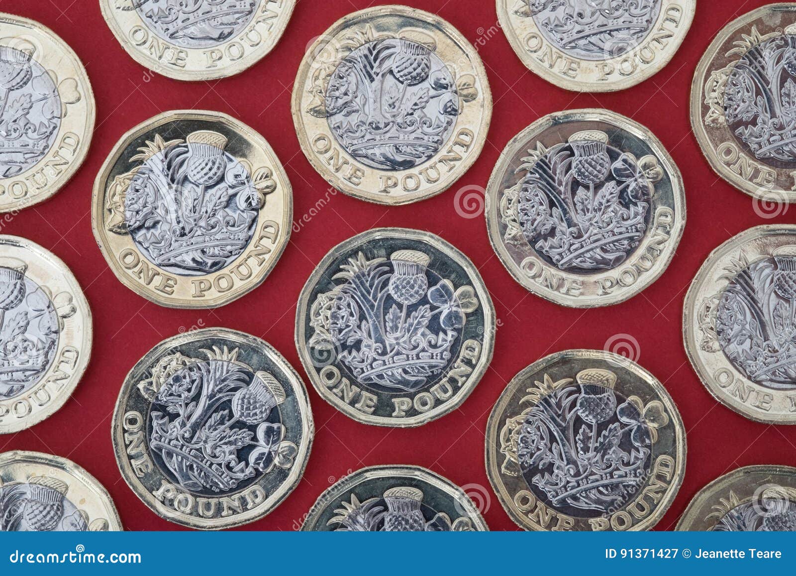 British Sterling Pounds on Red Background Stock Image - Image of ...