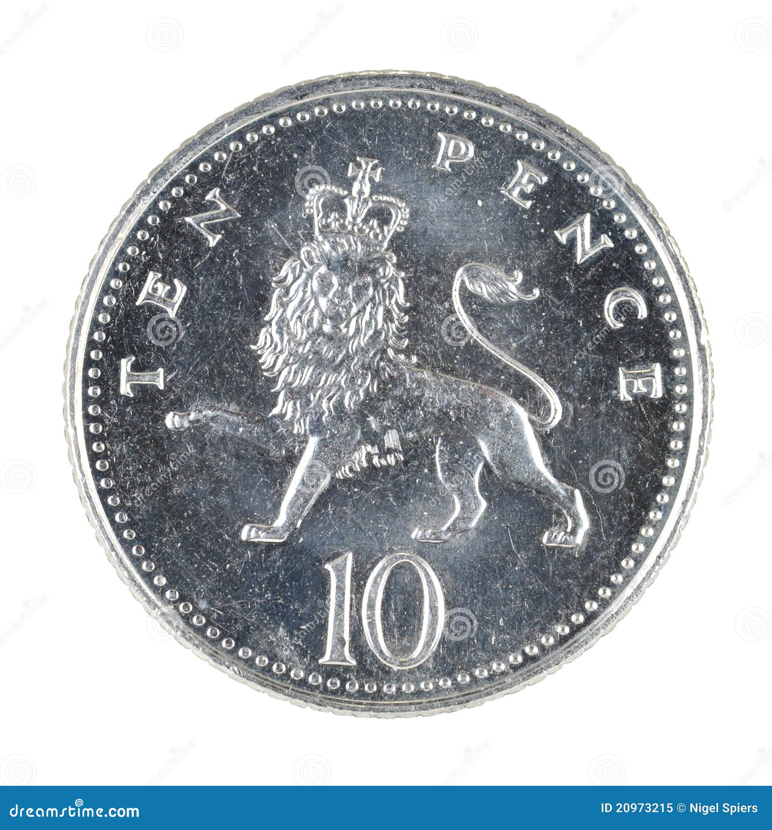 British Ten Pence Coin Isolated on White Stock Image - Image of ...