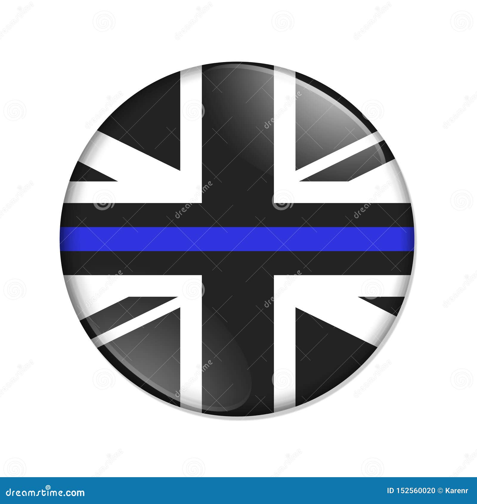British Thin Blue Line Flag Badge Button Stock Illustration ...