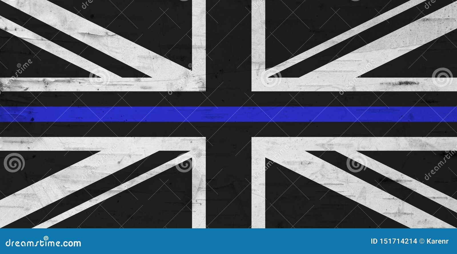 British Thin Blue Line Flag with Grunge Texture Stock Photo - Image of ...