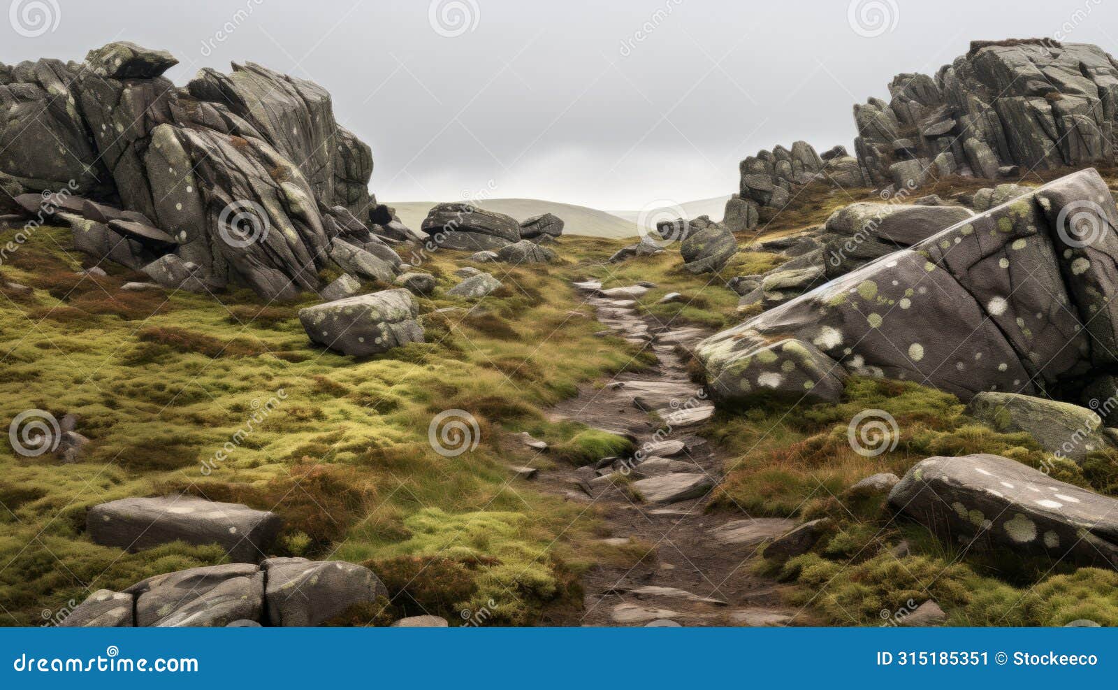 British Topographical Path: Uhd Image of Knoll with Sharp Boulders and ...