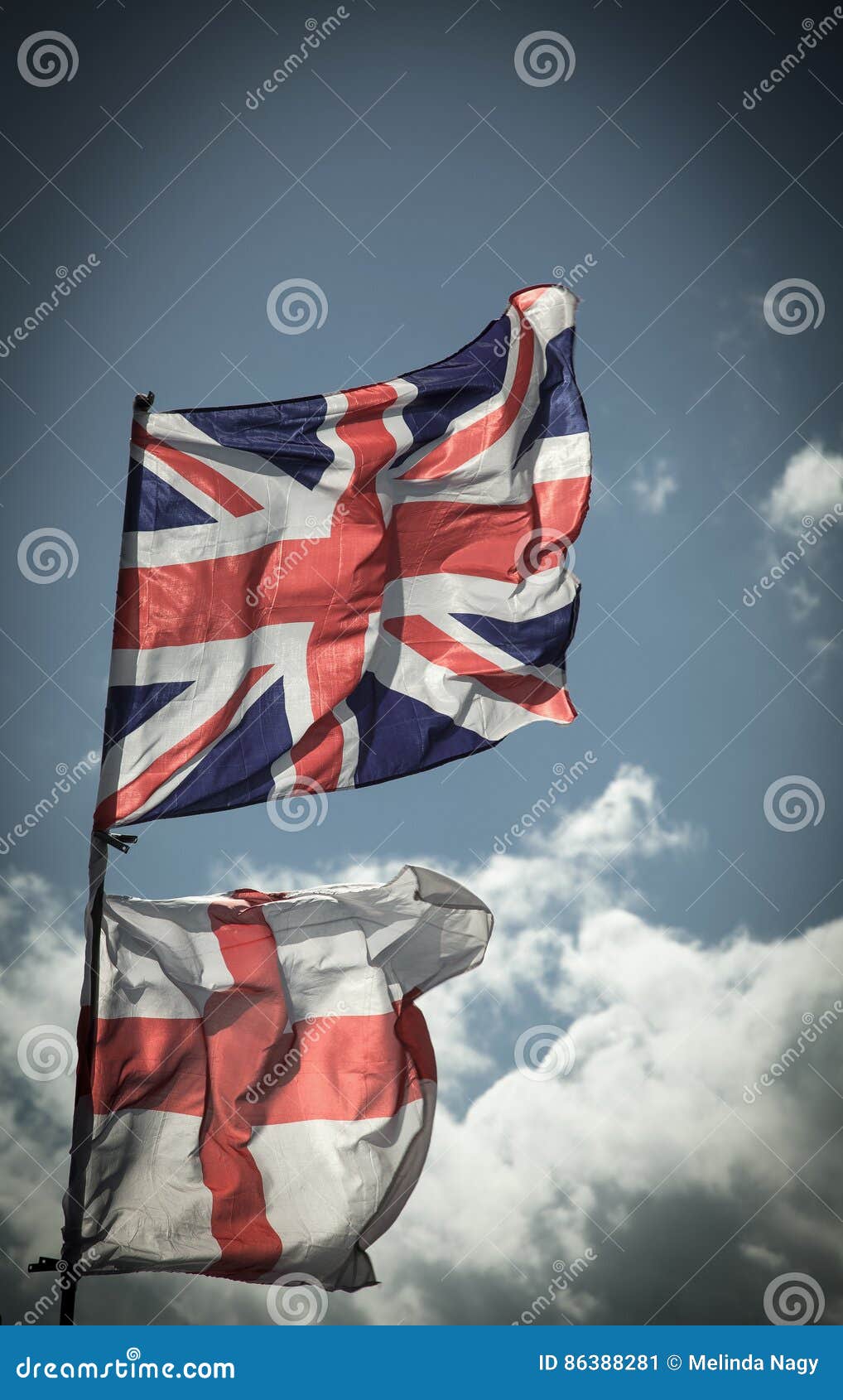 British Union Jack Flag Blowing in the Wind. Stock Image - Image of ...
