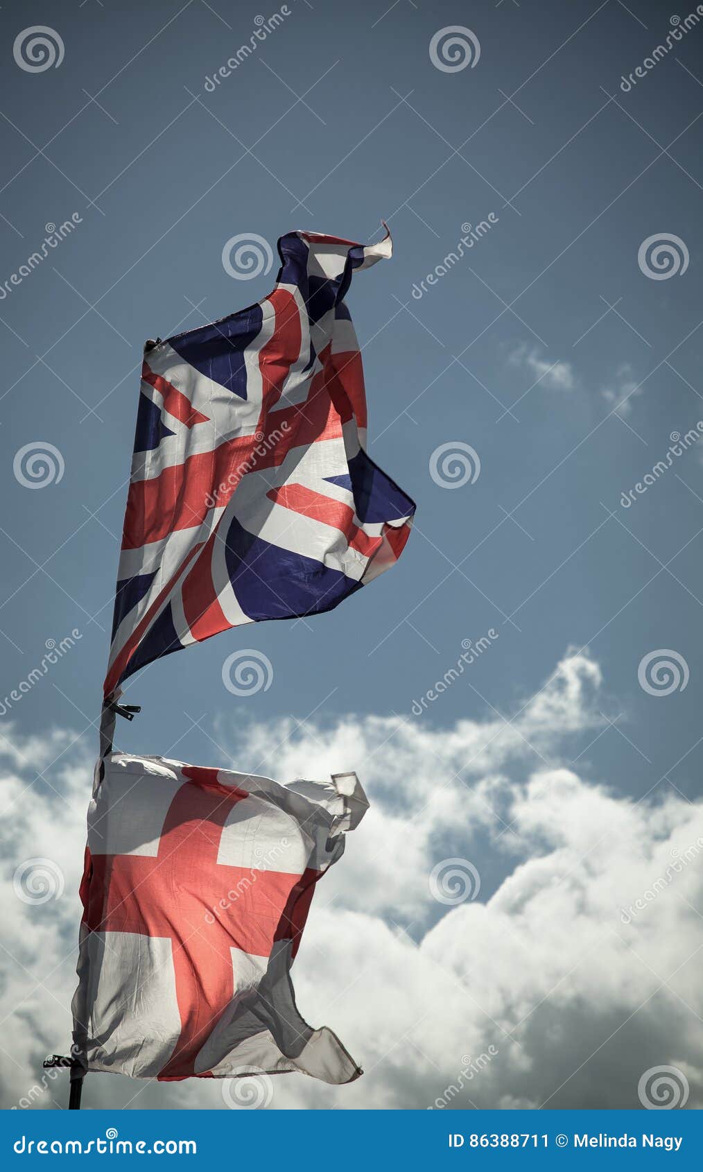 British Union Jack Flag Blowing in the Wind. Stock Image - Image of ...