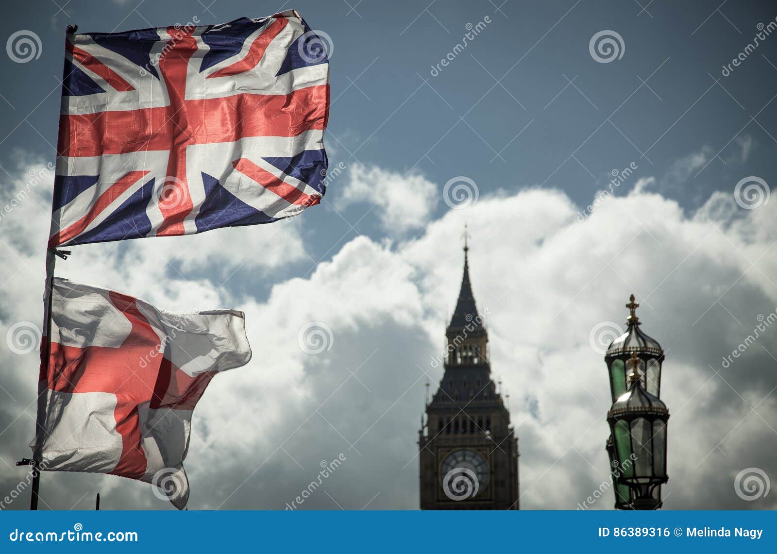 British Union Jack Flag Blowing in the Wind. Stock Photo - Image of ...