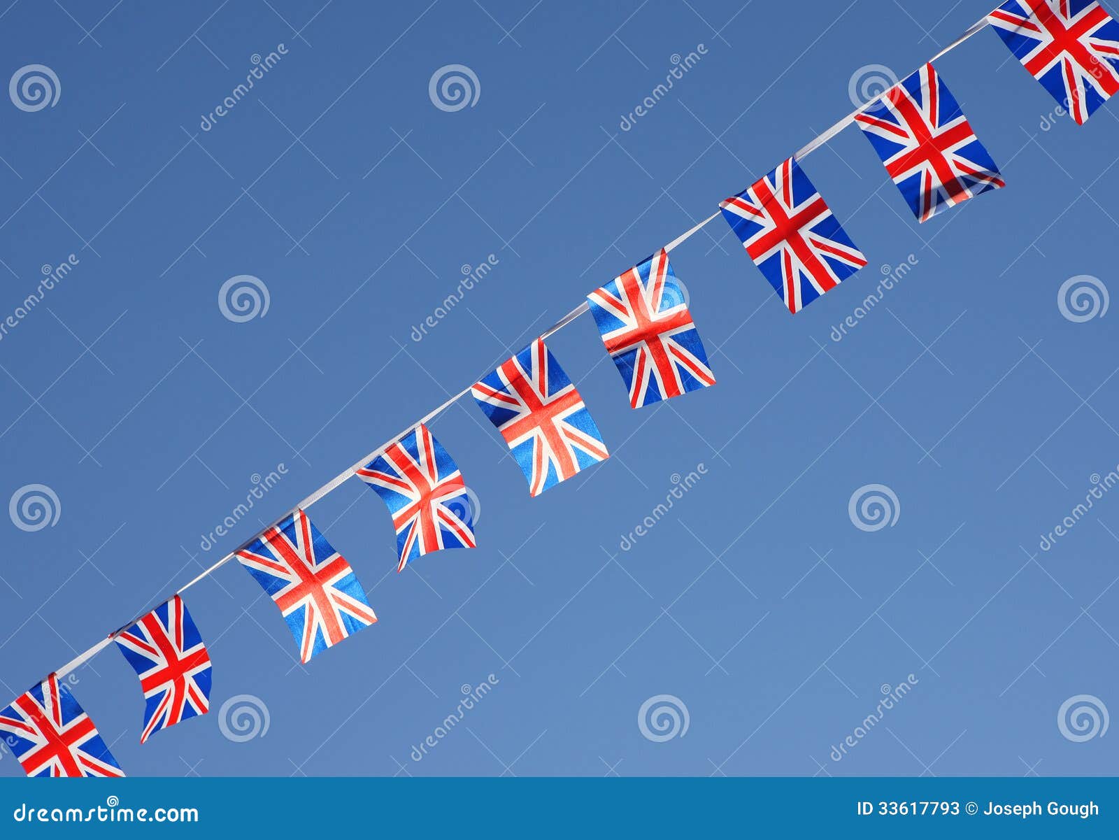 British Union Jack Flag Bunting Row Stock Image - Image of plastic ...