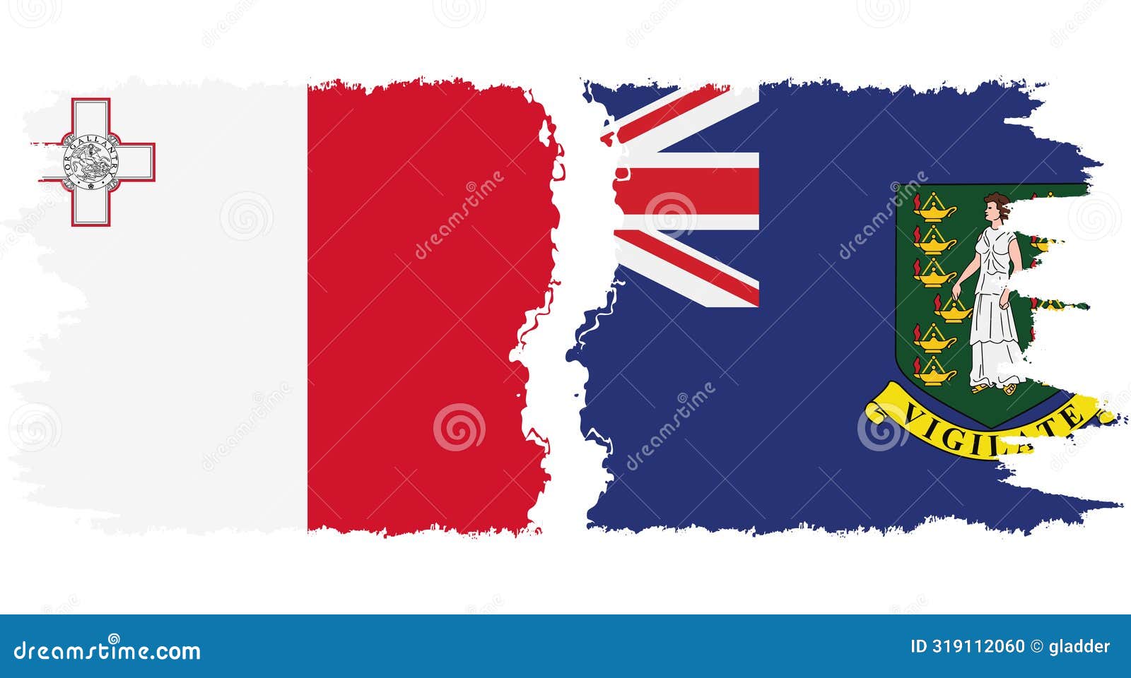 British Virgin Islands and Malta Grunge Flags Connection Vector Stock ...