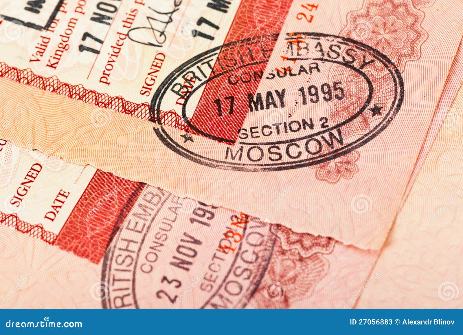 British Visa Stamps in Passport Stock Image - Image of customs, travel ...