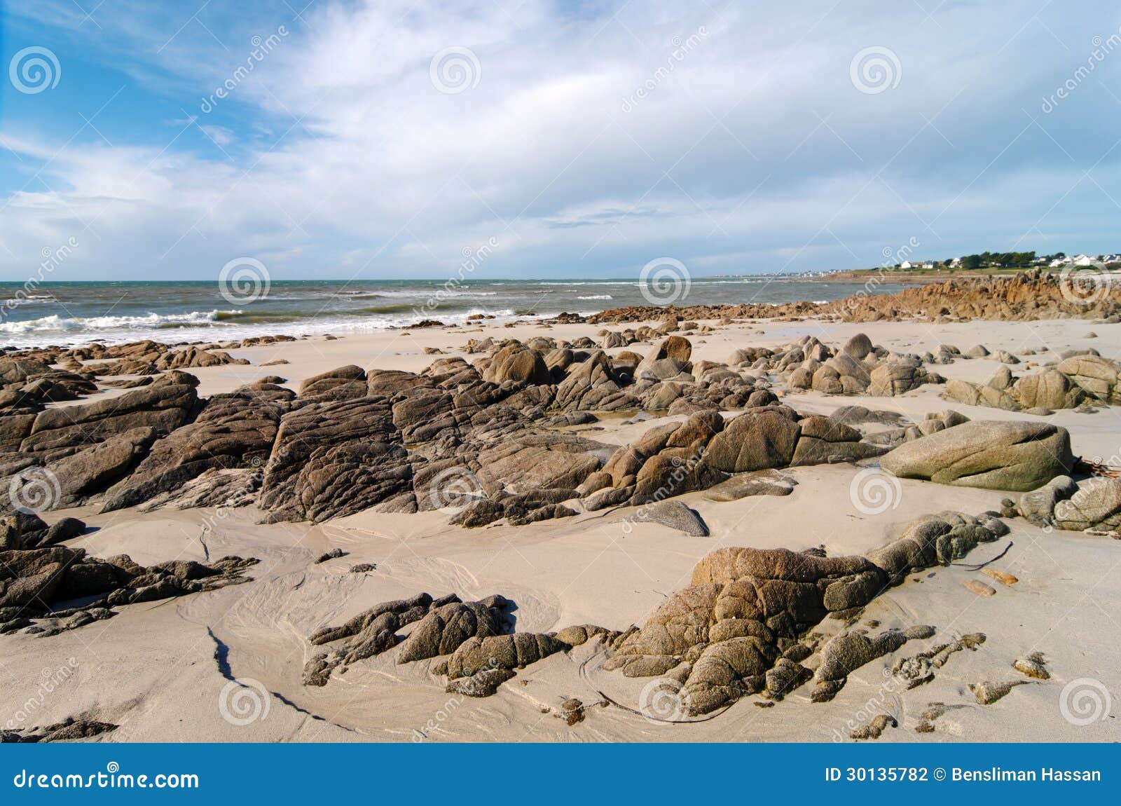 Audierne Bay Rocks in Brittany Coast Stock Photo - Image of beach ...