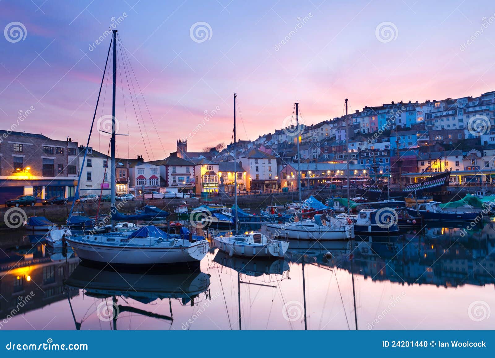 Brixham Devon stock photo. Image of night, english, dusk - 24201440